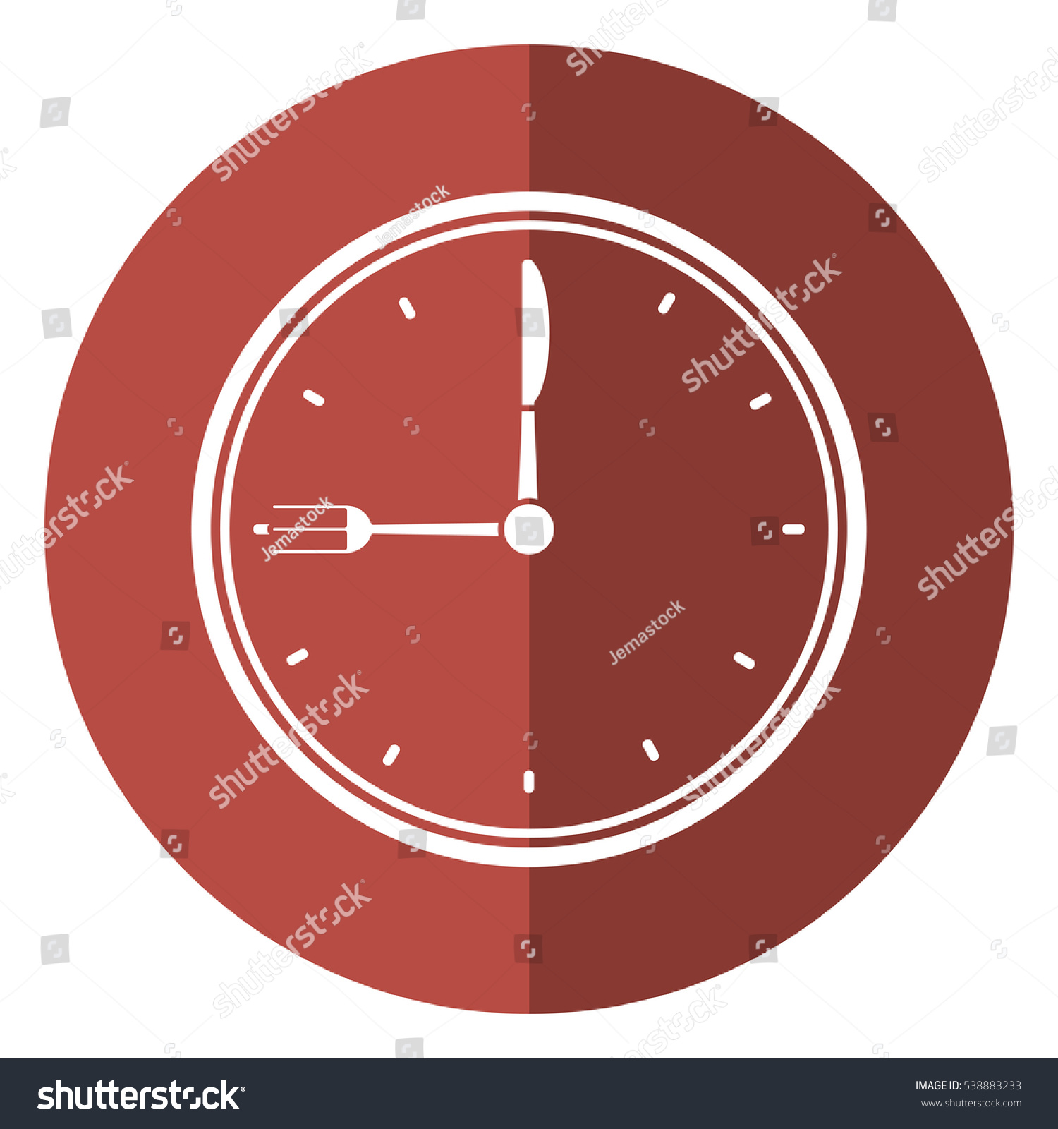 Clock Time Dinner Restaurant Fork Knife Stock Vector (Royalty Free ...