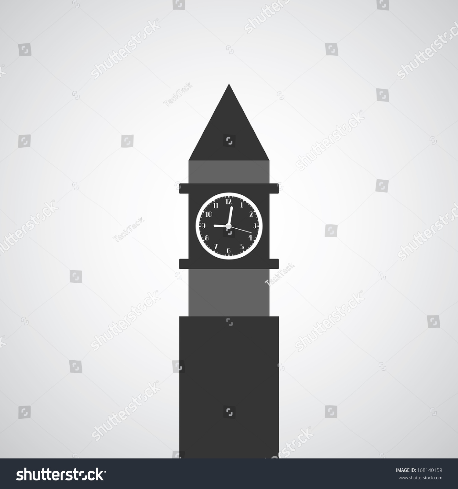 Clock Tower Symbol On Gray Background Stock Vector (Royalty Free ...