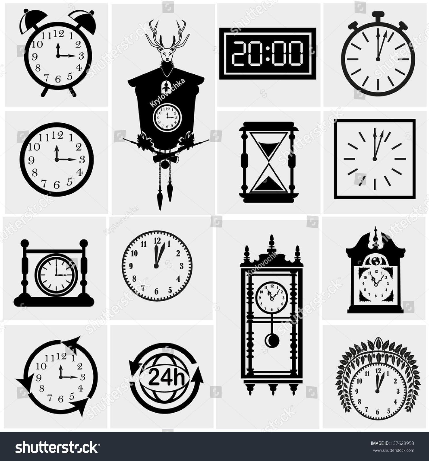 Clocks Icon Set Vector Retro Modern: vector de stock (libre de regalías ...