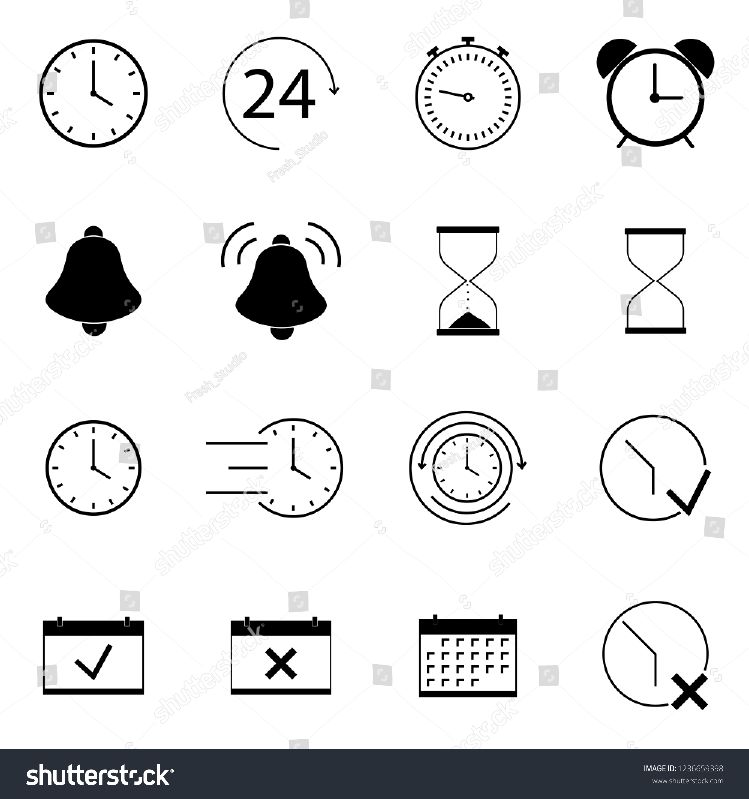 Clocks Time Icons Set Stock Vector (Royalty Free) 1236659398