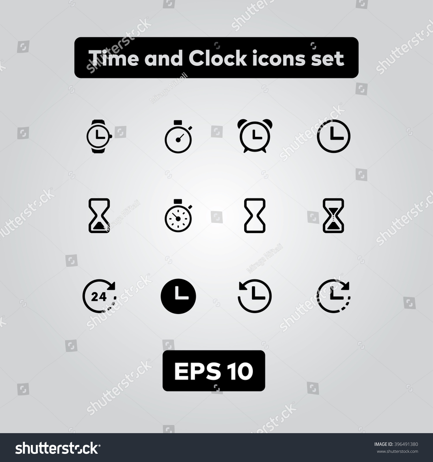 Clocks Time Icons Set Stock Vector (Royalty Free) 396491380