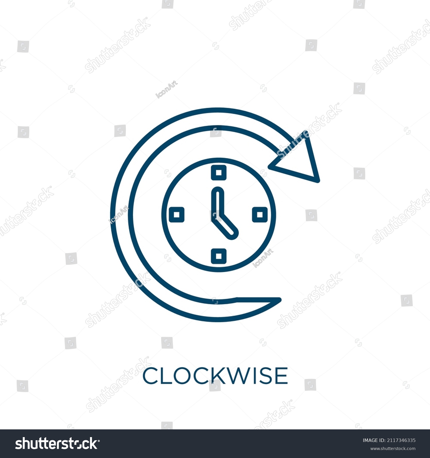 Clockwise Icon Thin Linear Clockwise Outline Stock Vector (Royalty Free ...