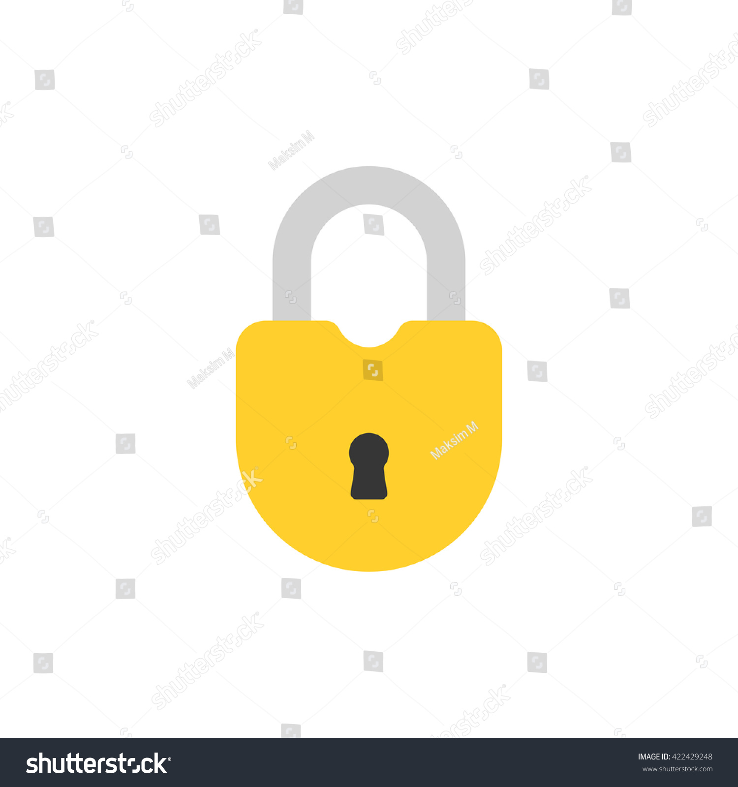 Close Lock Flat Icon Yellow Lock Stock Vector (Royalty Free) 422429248