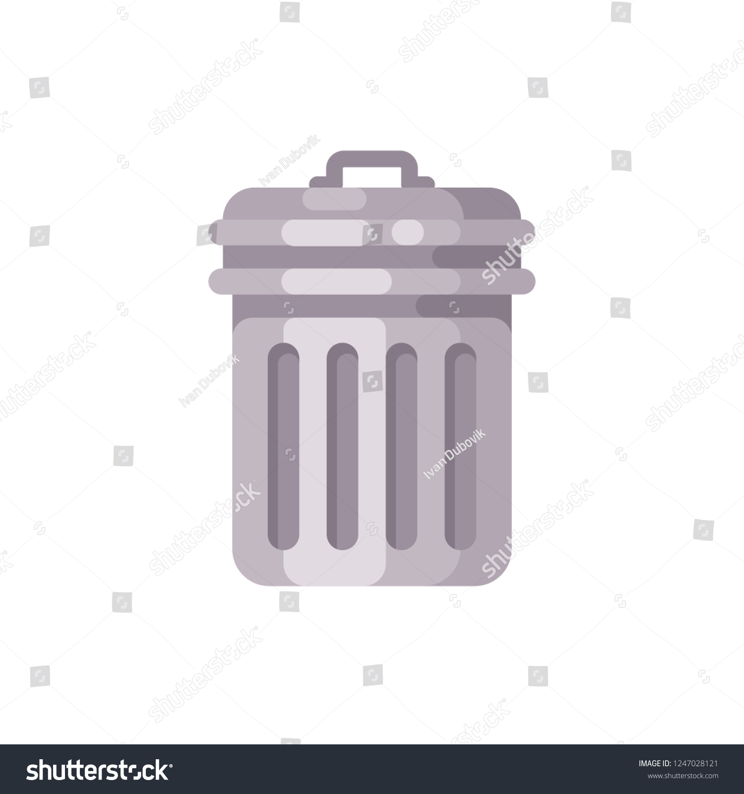Closed Trash Can Flat Illustration Garbage Stock Vector (Royalty Free ...