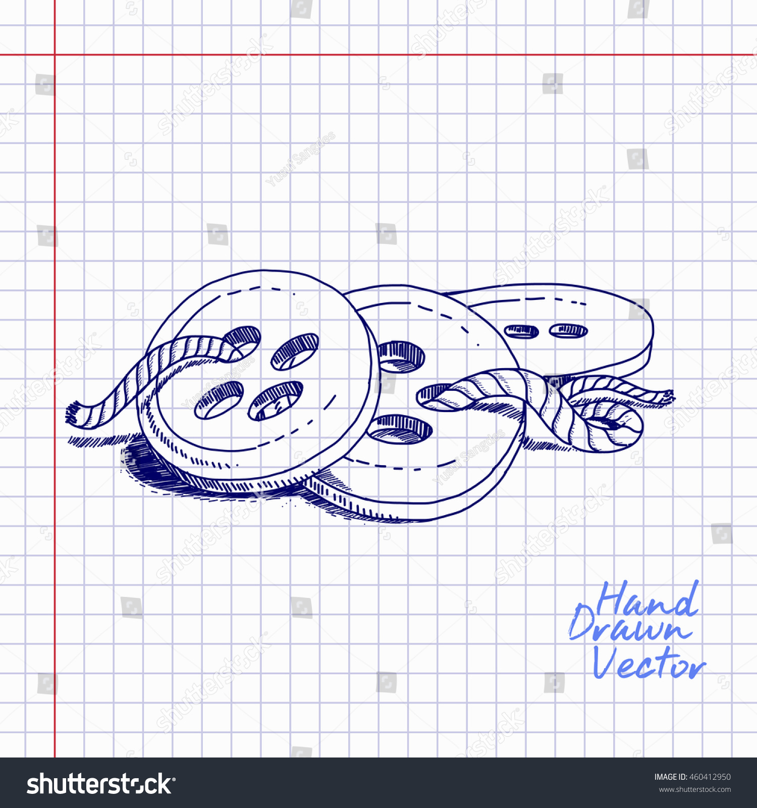Cloth Button Sketch Illustration Hand Drawn Stock Vector (Royalty Free ...