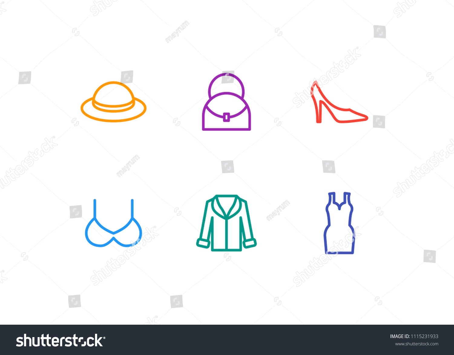 Clothes Categories Vector Icons Set Stock Vector (Royalty Free ...