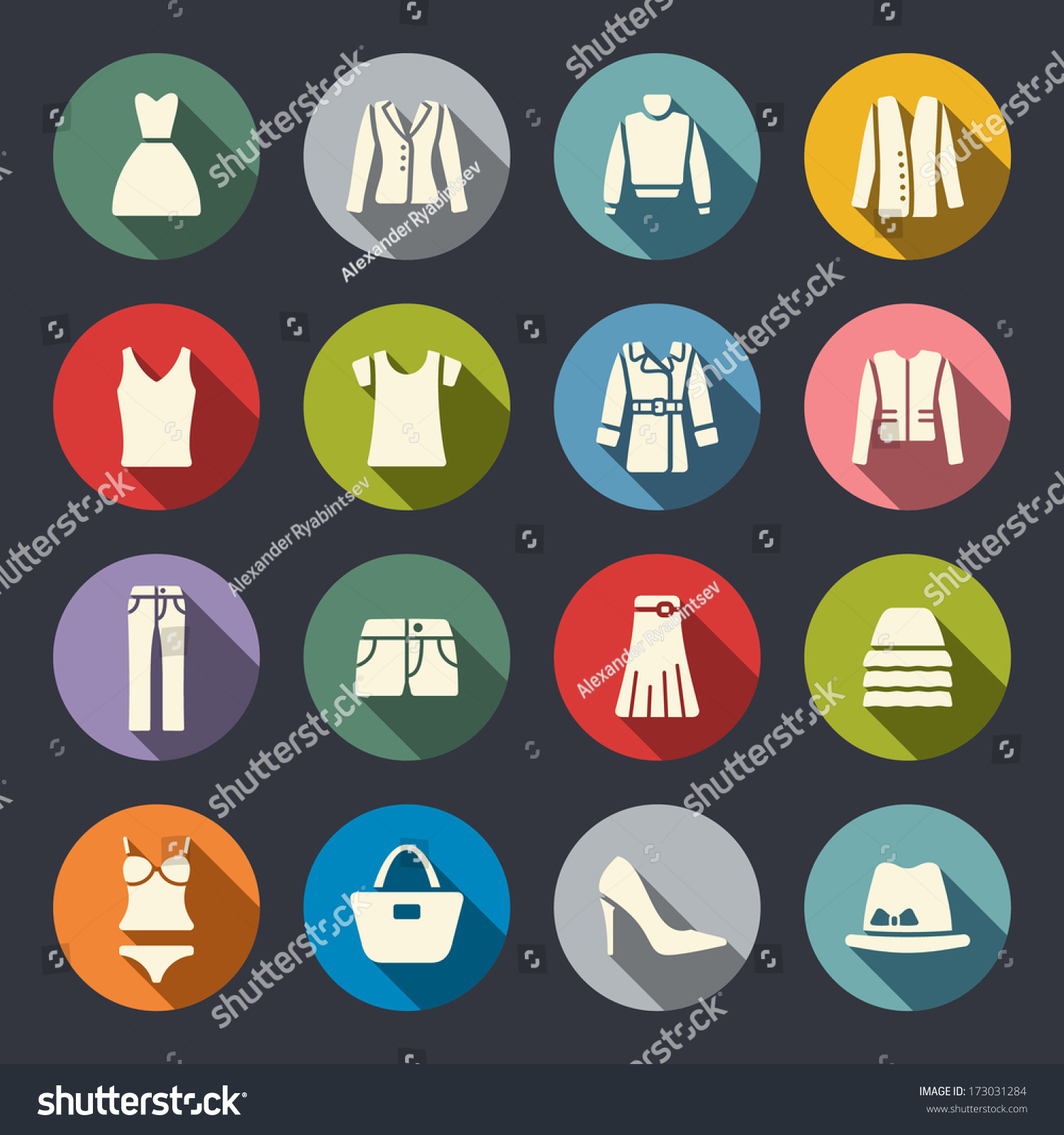Clothes Flat Icons Stock Vector (Royalty Free) 173031284 - Shutterstock