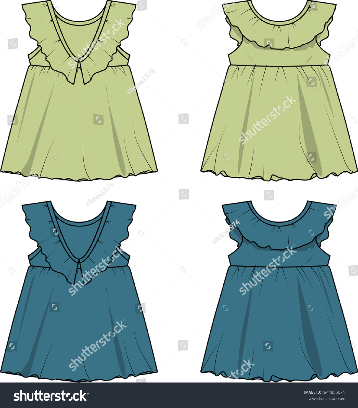Clothes Girls Vector Template Pattern Stock Vector (Royalty Free ...