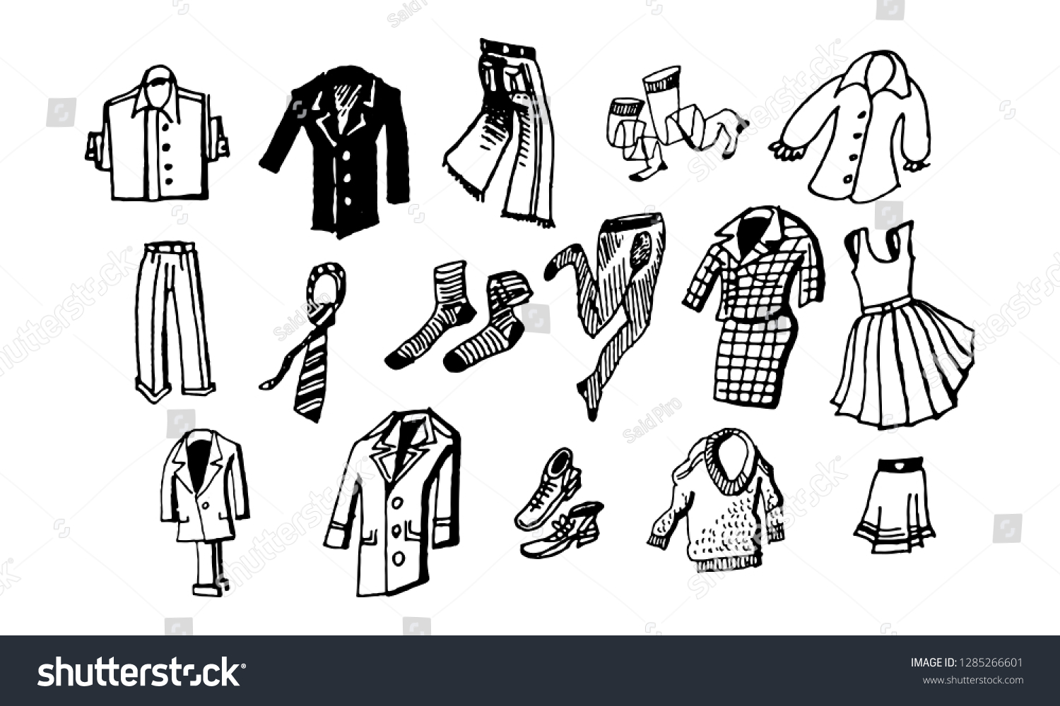 Clothes Hand Drawing Stock Vector (Royalty Free) 1285266601