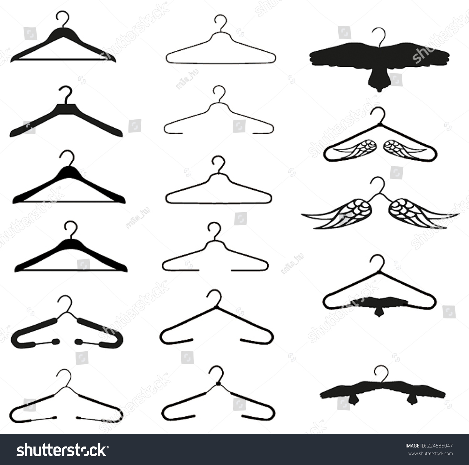 Clothes Hanger Collection Stock Vector (Royalty Free) 224585047