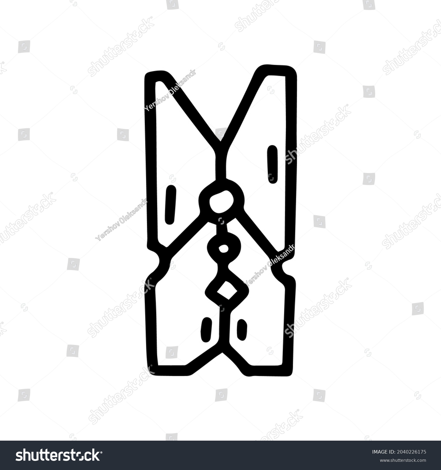 Clothes Pin Line Vector Doodle Simple Stock Vector (Royalty Free ...