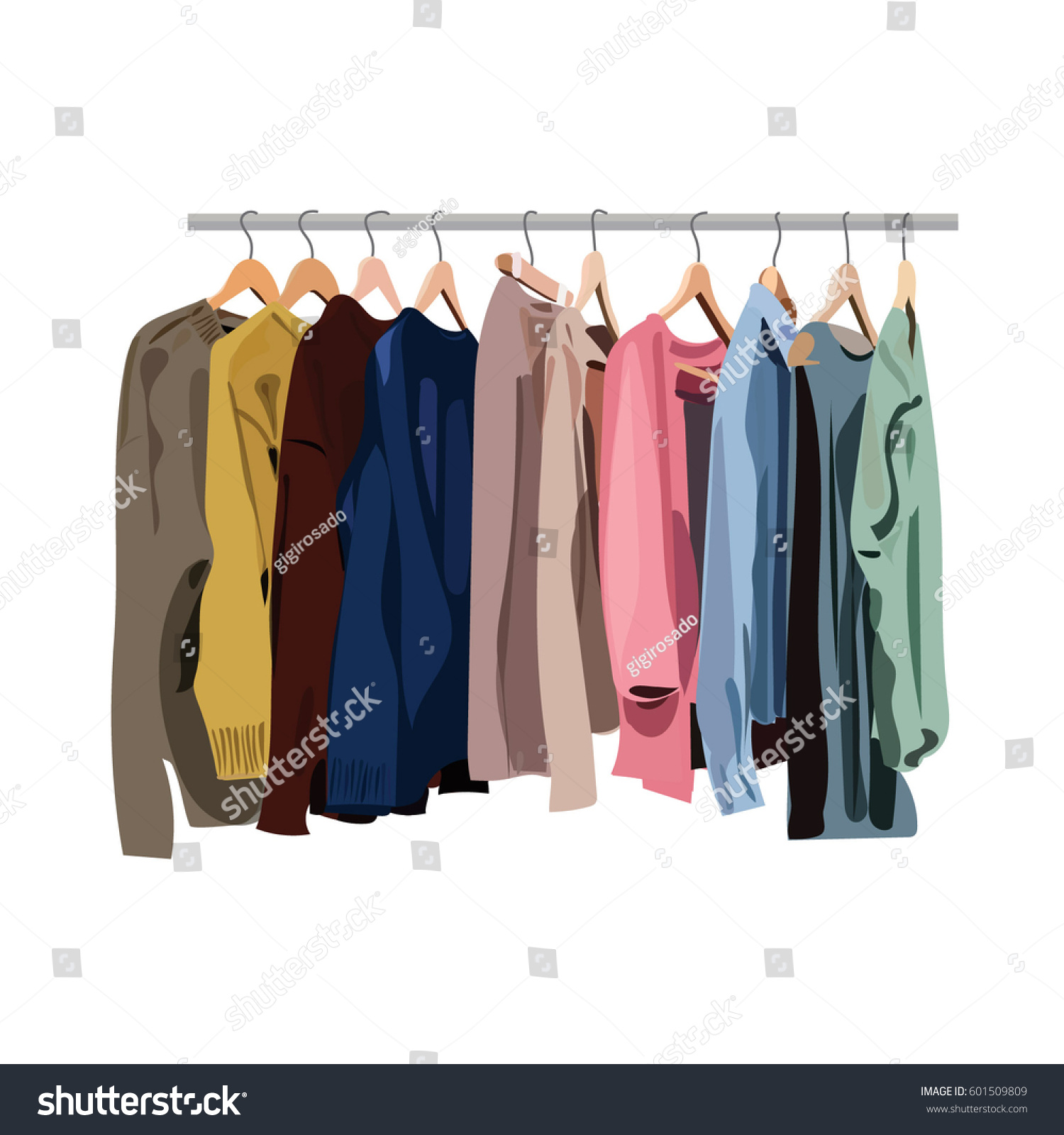 Clothes Rail Vector Shop Display Element Stock Vector (Royalty Free ...