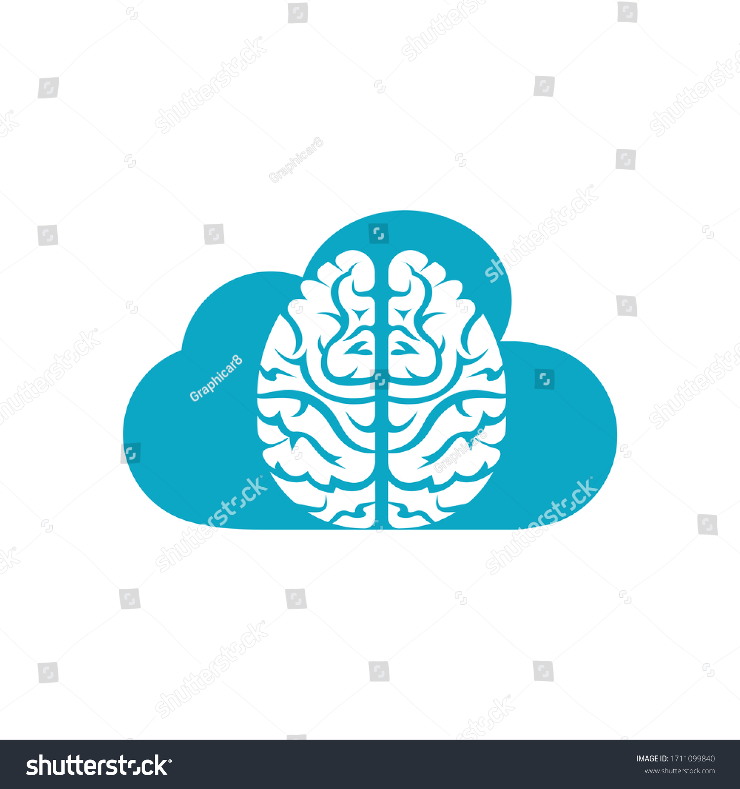 Cloud Brain Logo Design Vector Icon Stock Vector (Royalty Free) 1711099840