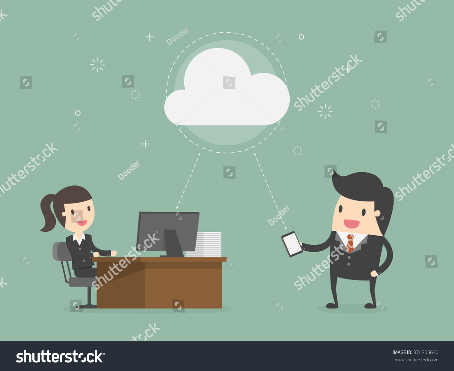 Cloud Computing Business Concept Cartoon Illustration Stock Vector ...