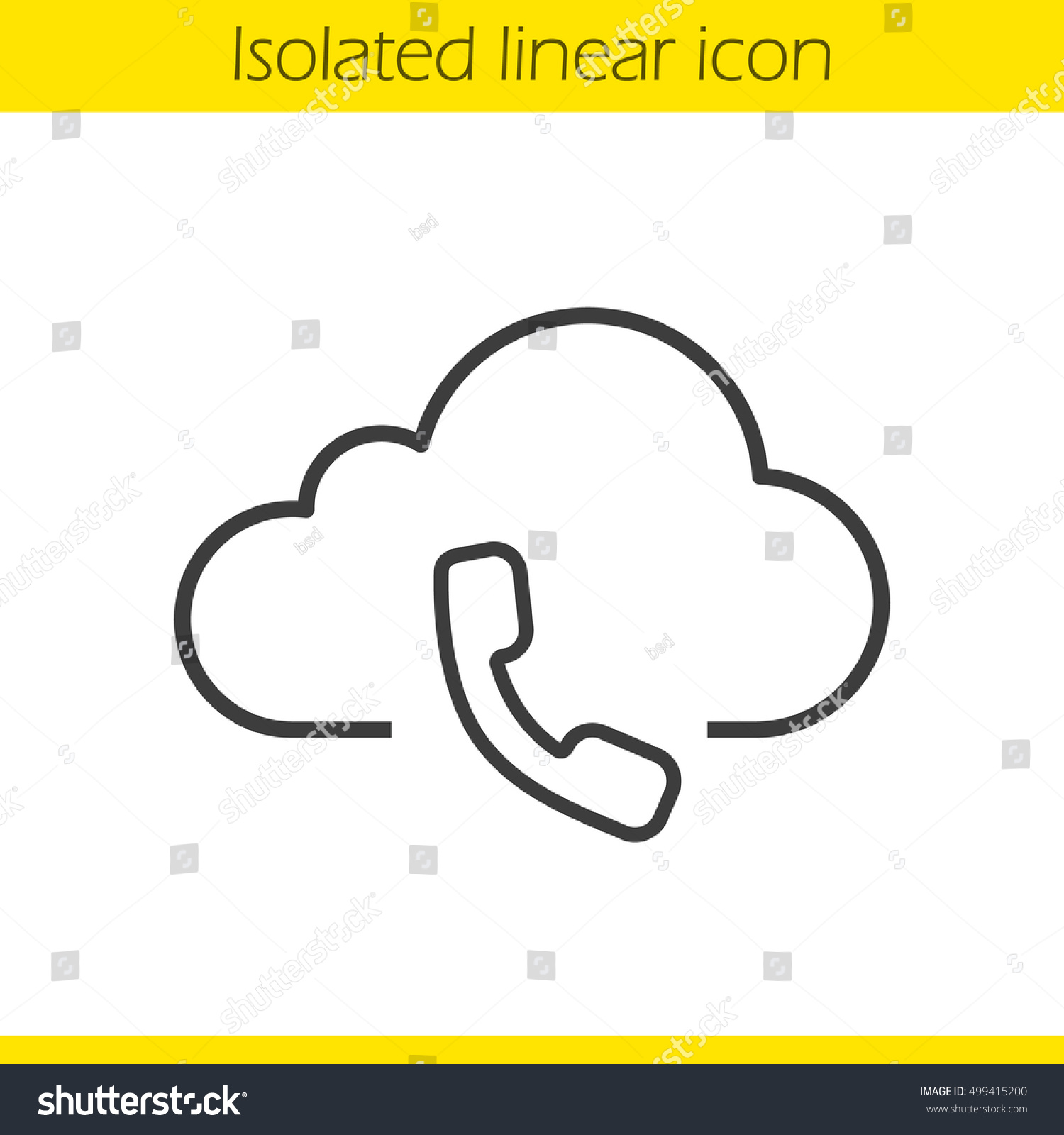 Cloud Computing Call Center Linear Icon Stock Vector (Royalty Free ...