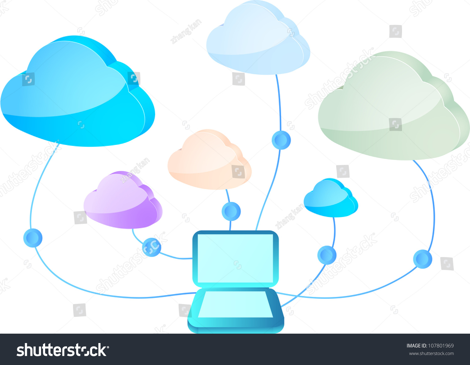 Cloud Computing Concept Client Computers Communicating Stock Vector ...