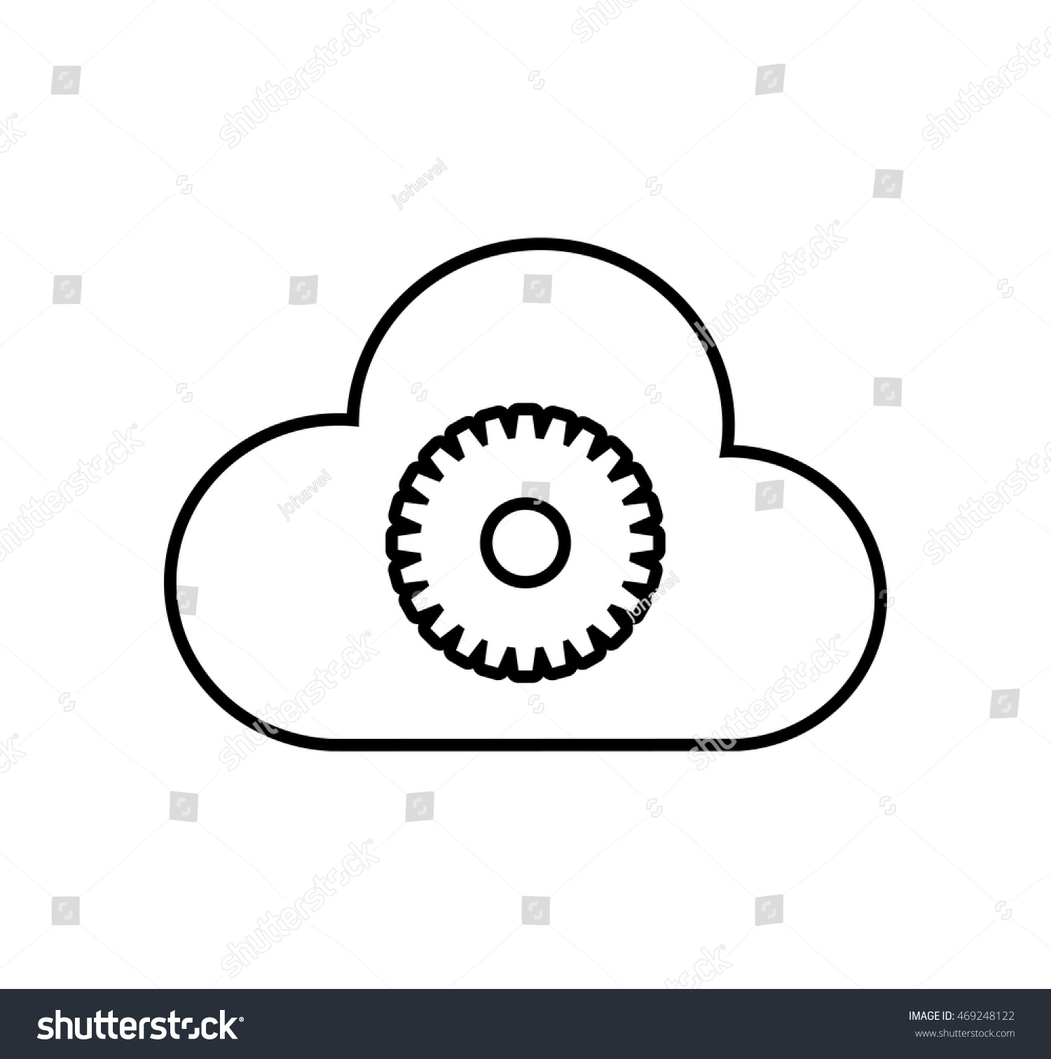 Cloud Computing Gear Communication Silhouette Icon Stock Vector ...