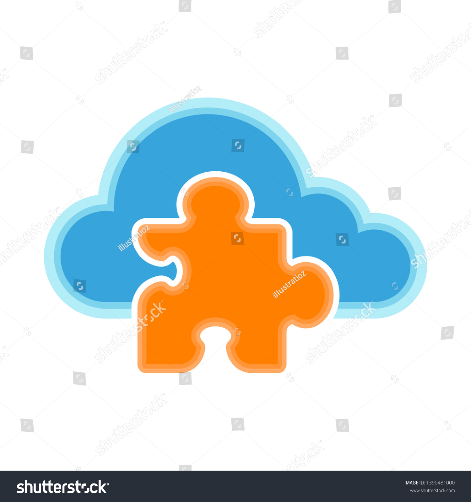 Cloud Computing Icon Puzzle Piece Symbol Stock Vector (Royalty Free ...