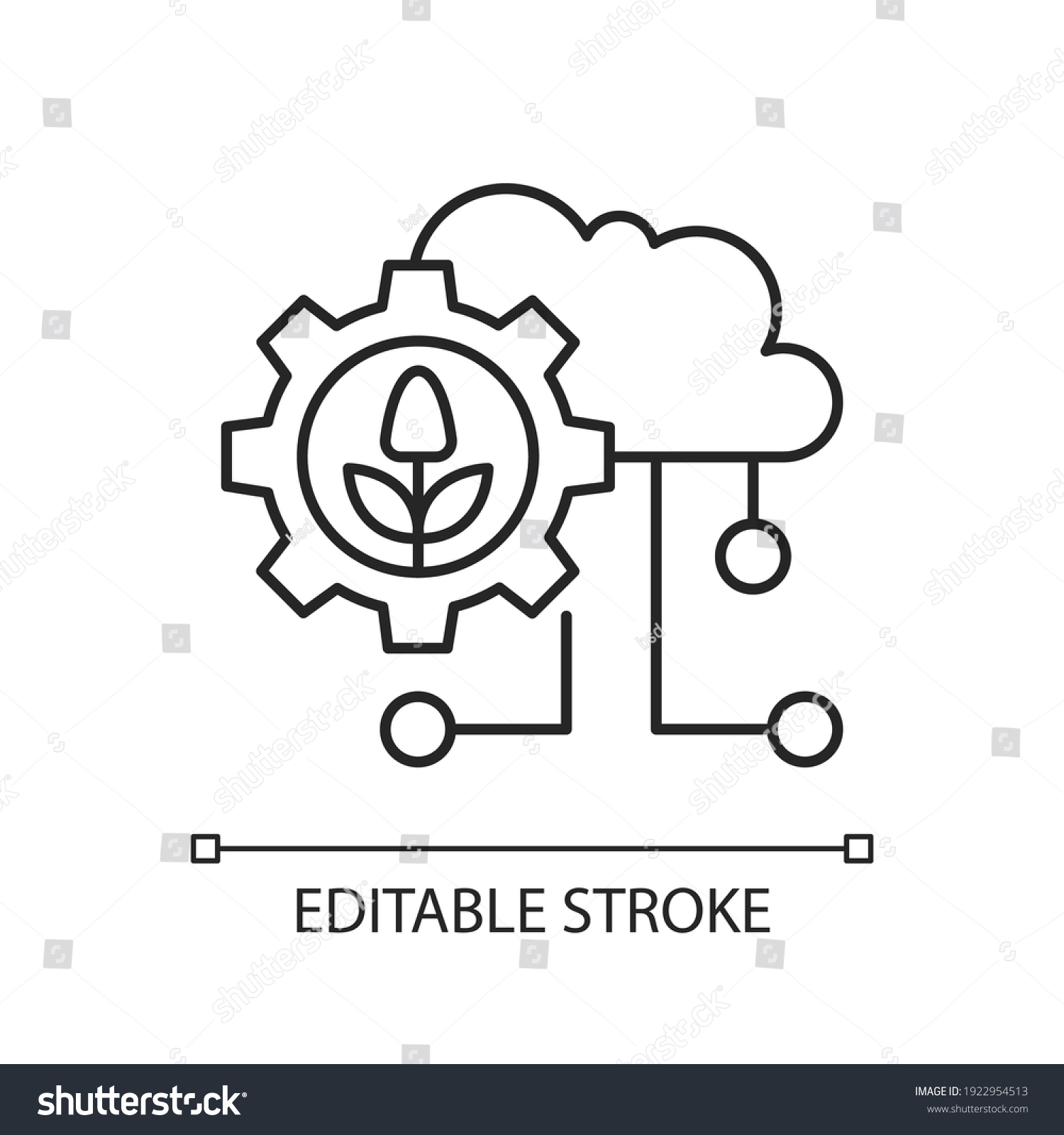 Cloud Computing Farming Linear Icon Agricultural Stock Vector (Royalty ...
