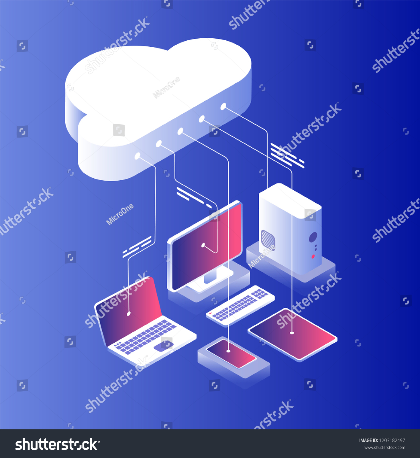 Cloud Computing Information Technology Laptop Computer Stock Vector Royalty Free 1203182497