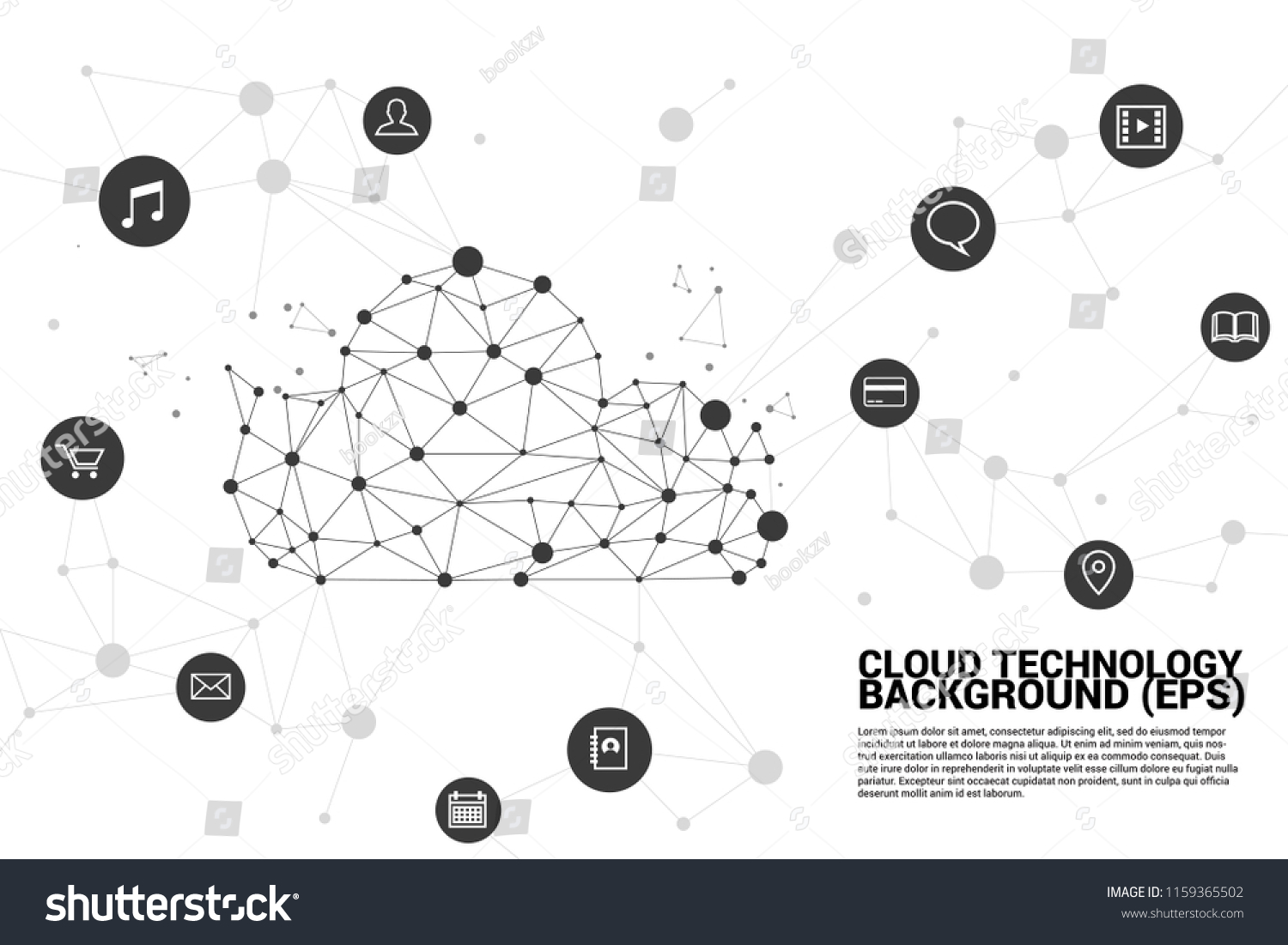 Cloud Computing Network Technology Polygon Dot Stock Vector (Royalty Free) 1159365502