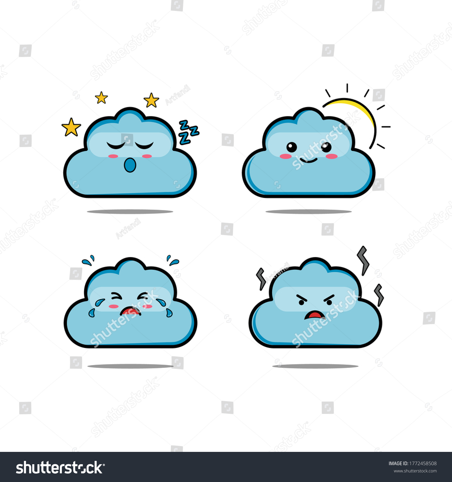Cloud Emoticon Vector Design Template Collection Stock Vector (Royalty ...