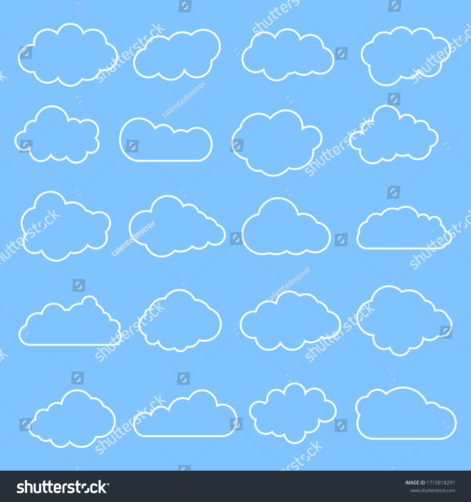 Cloud Line Symbols Clouds Set Collection Stock Vector (Royalty Free ...