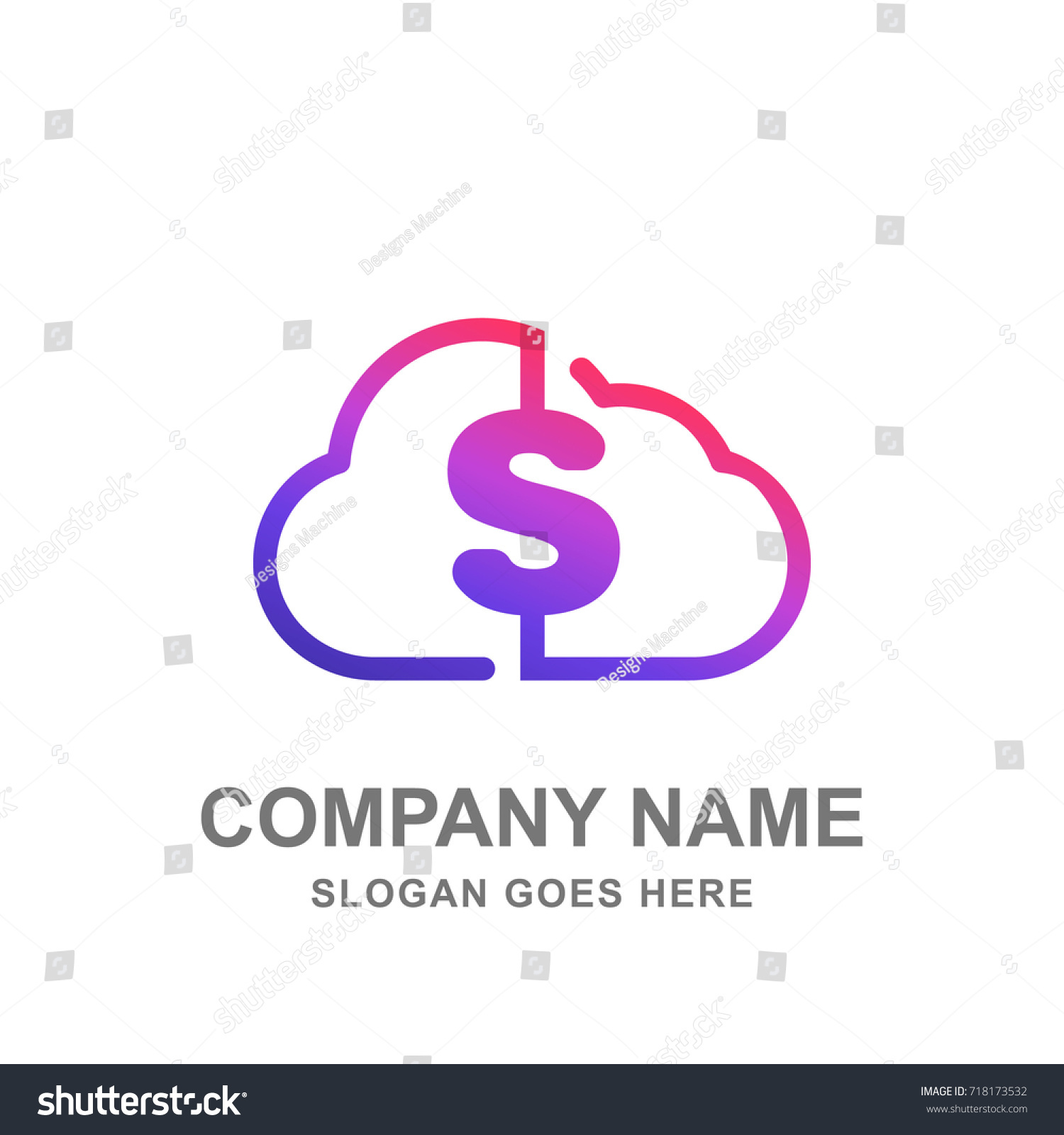 Cloud Money Saving Bank Logo Vector Stock Vector (Royalty Free) 718173532