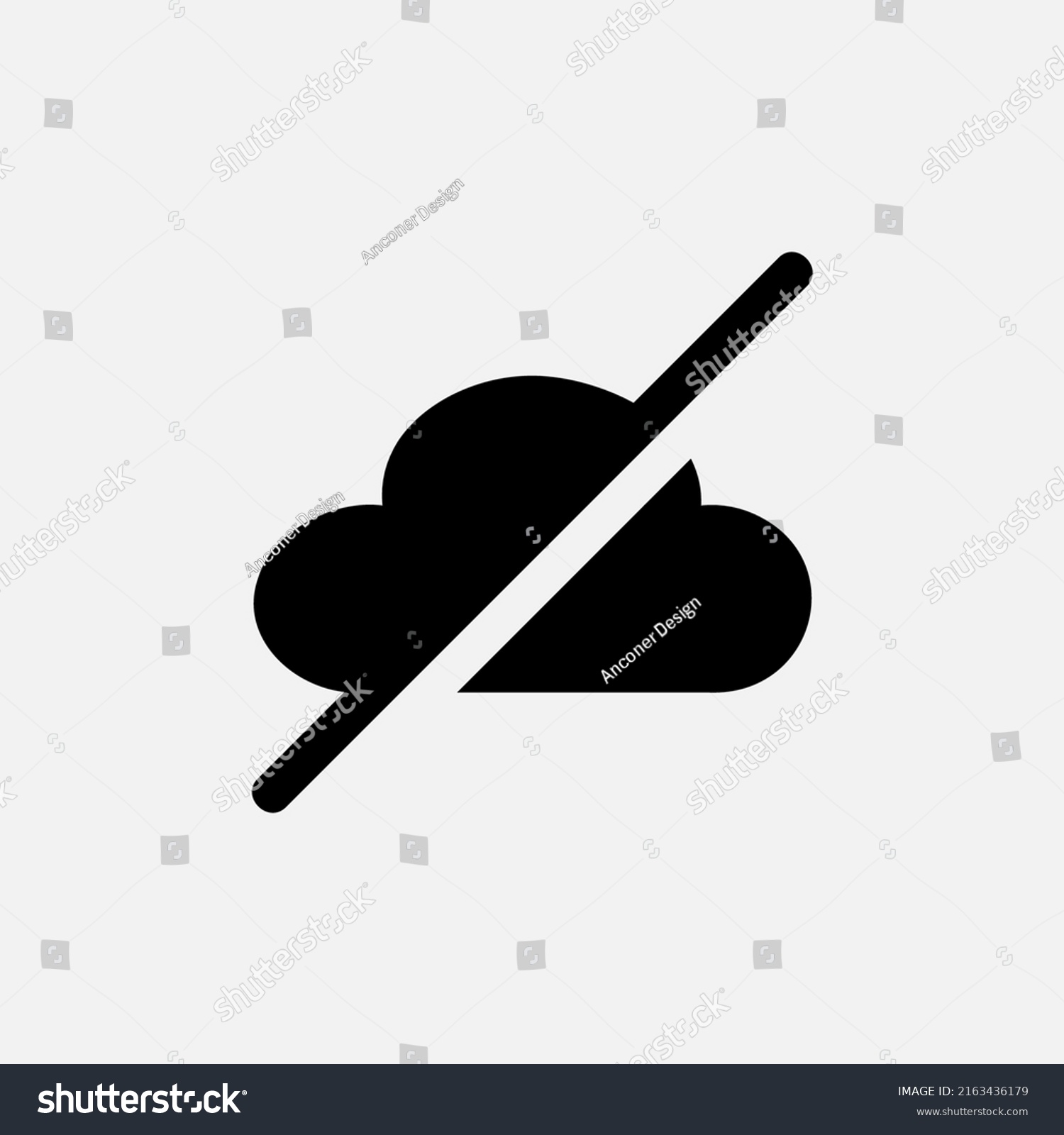 Cloud Offline Icon Solid Style About Stock Vector (Royalty Free ...