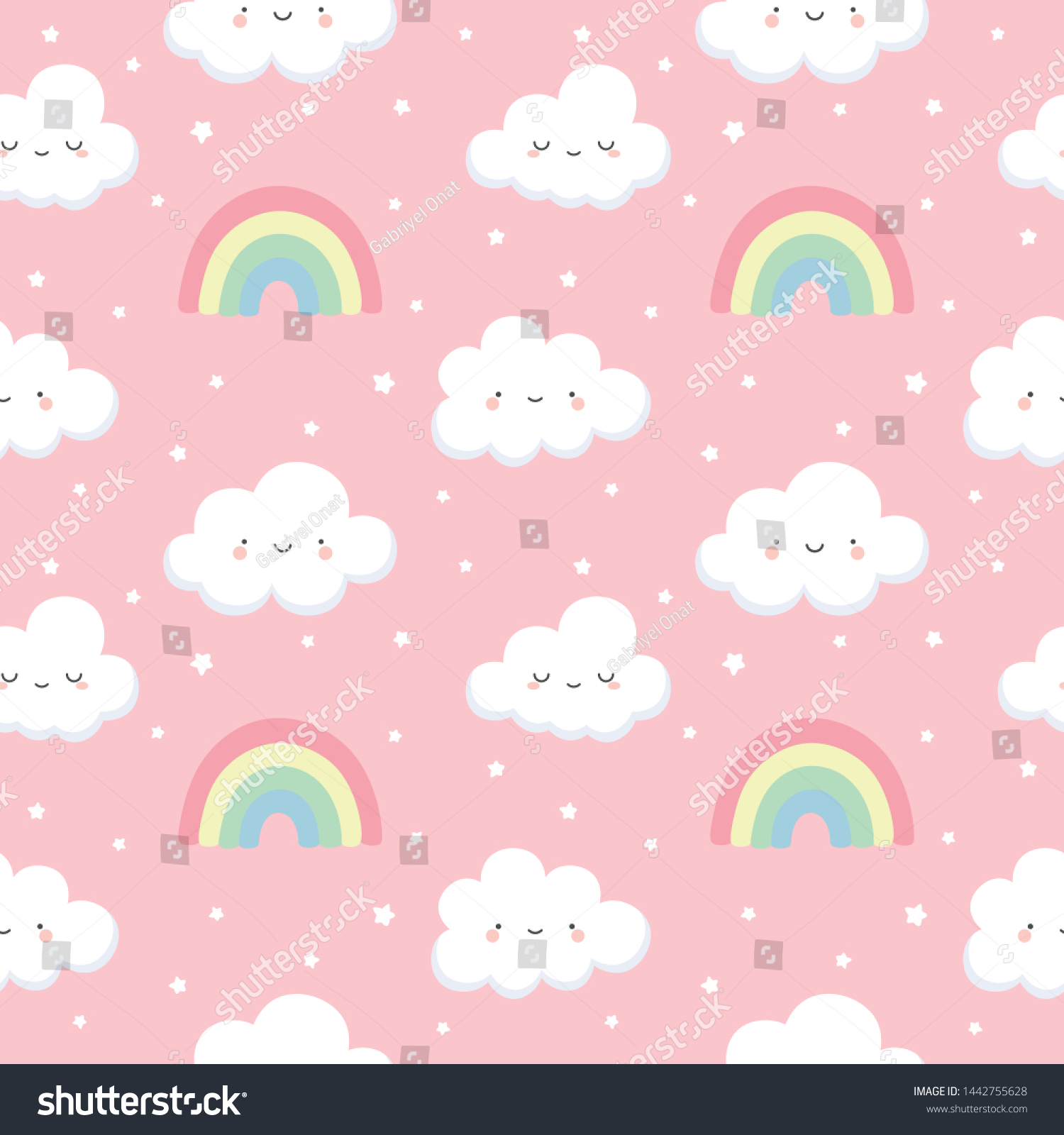 Cloud Pattern Cute Cloud Cartoon Background Stock Vector (Royalty Free ...