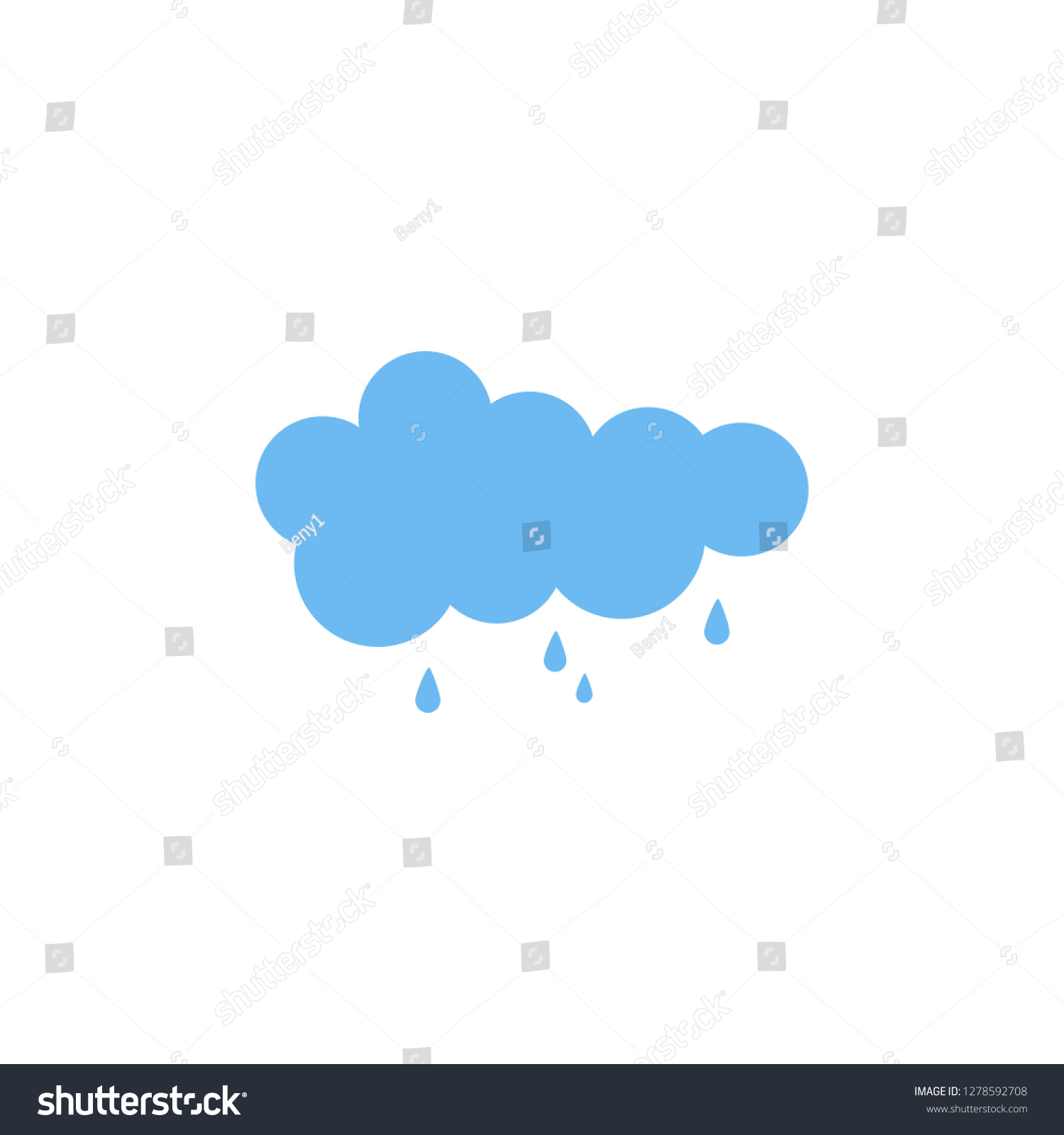 Cloud Rain Symbol Isolated On White Stock Vector (Royalty Free ...