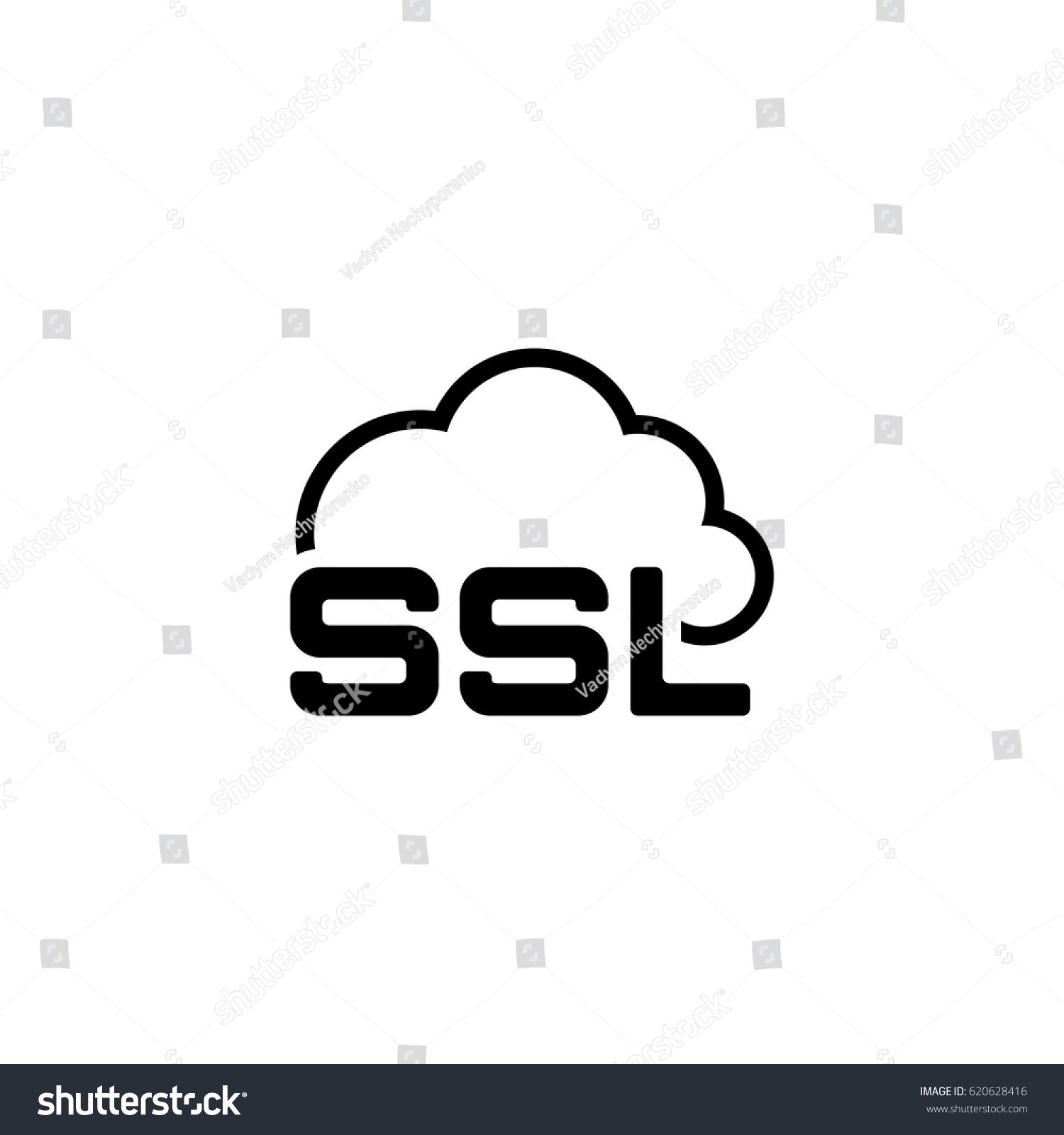 Cloud Security Icon Flat Design Isolated Stock Vector (Royalty Free ...