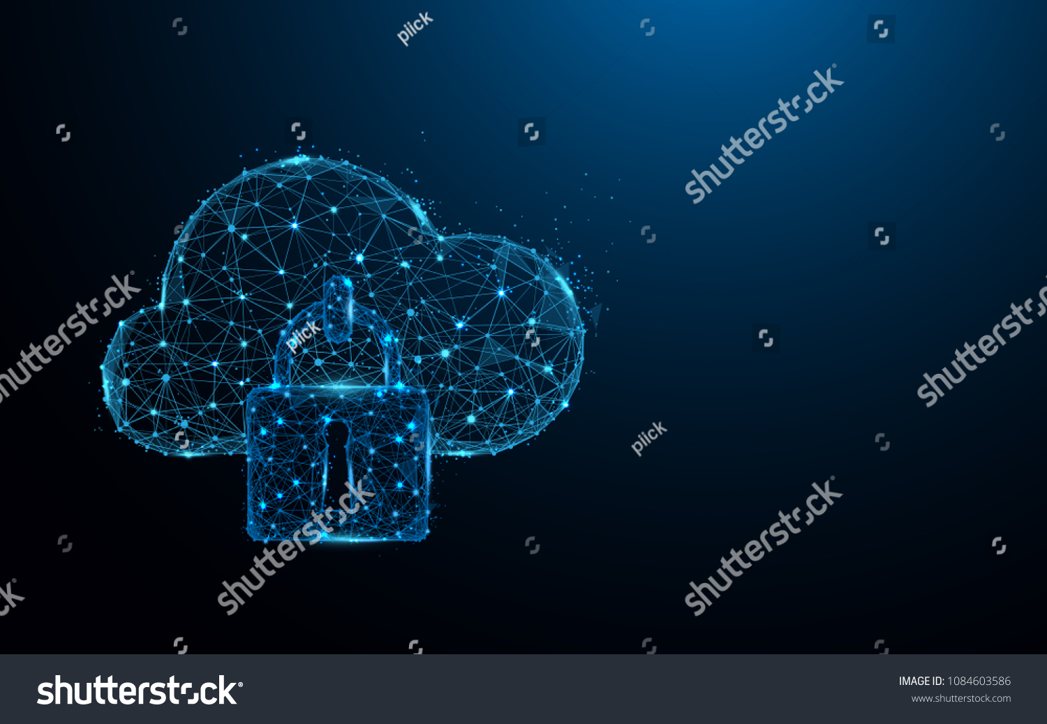 Cloud Security Icon Form Lines Triangles Stock Vector (Royalty Free ...