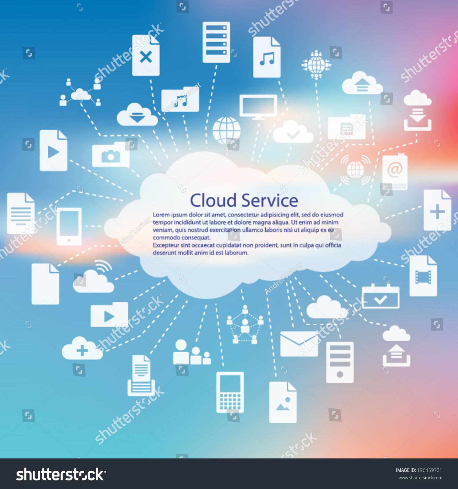 Cloud Service Icon Pack Over Blurred Stock Vector (Royalty Free ...
