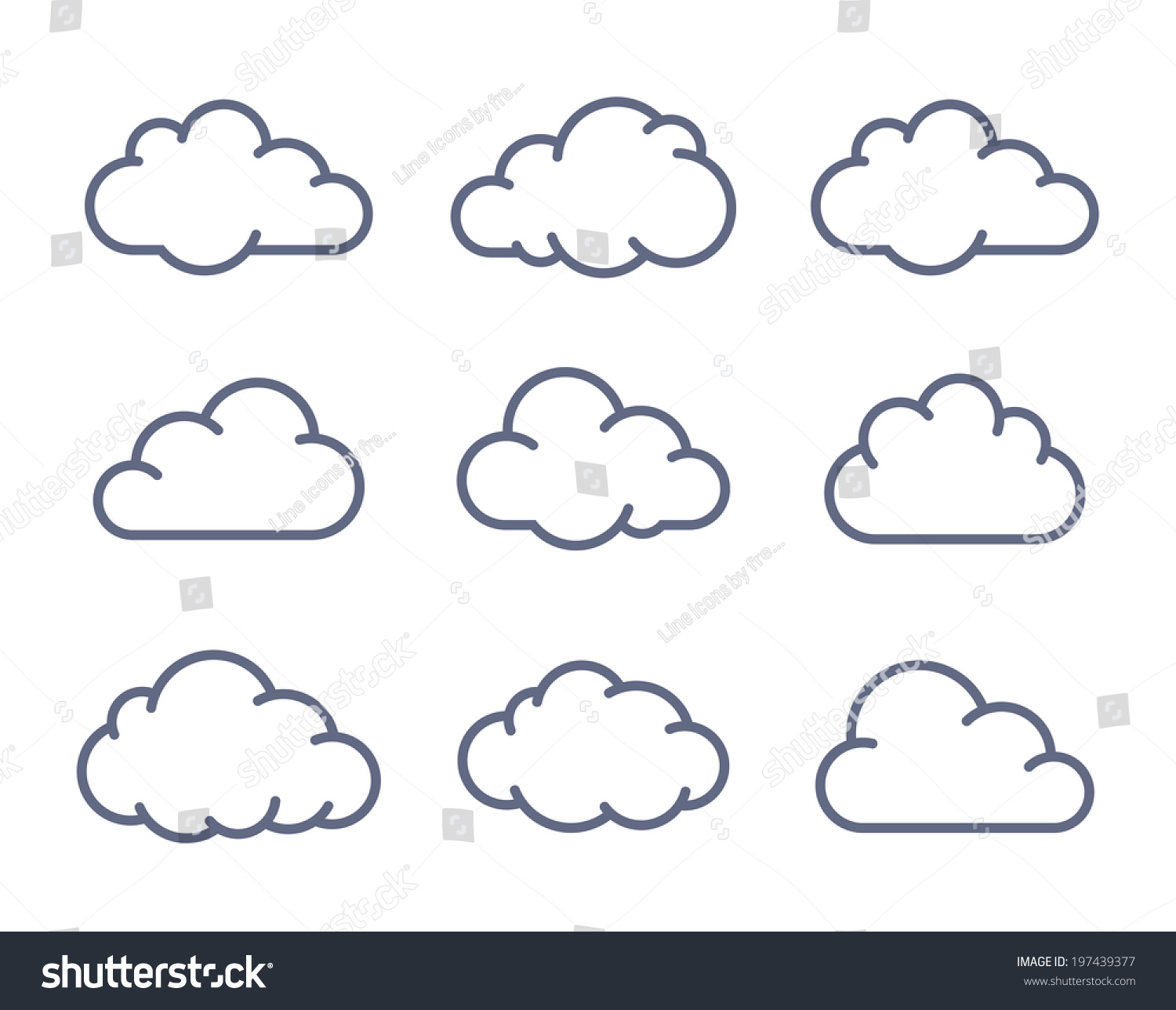 Cloud Shapes Collection Cloud Icons Vector Stock Vector 197439377 ...