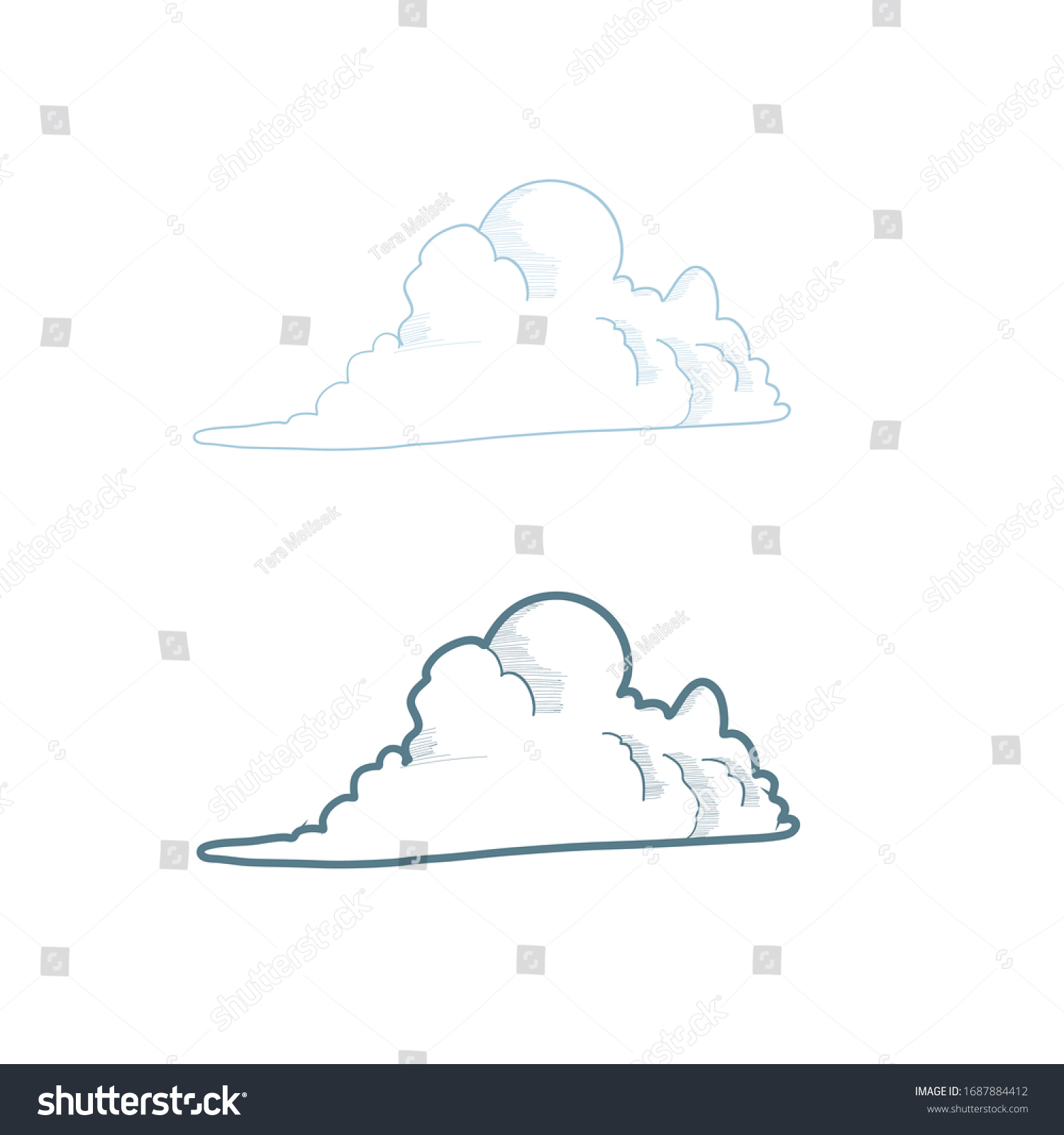 Cloud Sketch Drawing Vector Illustration Stock Vector (Royalty Free ...