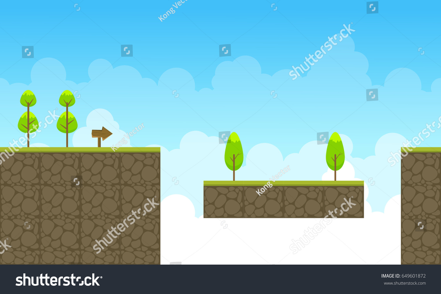 Cloud Sky Landscape Style Game Background Stock Vector (Royalty Free ...