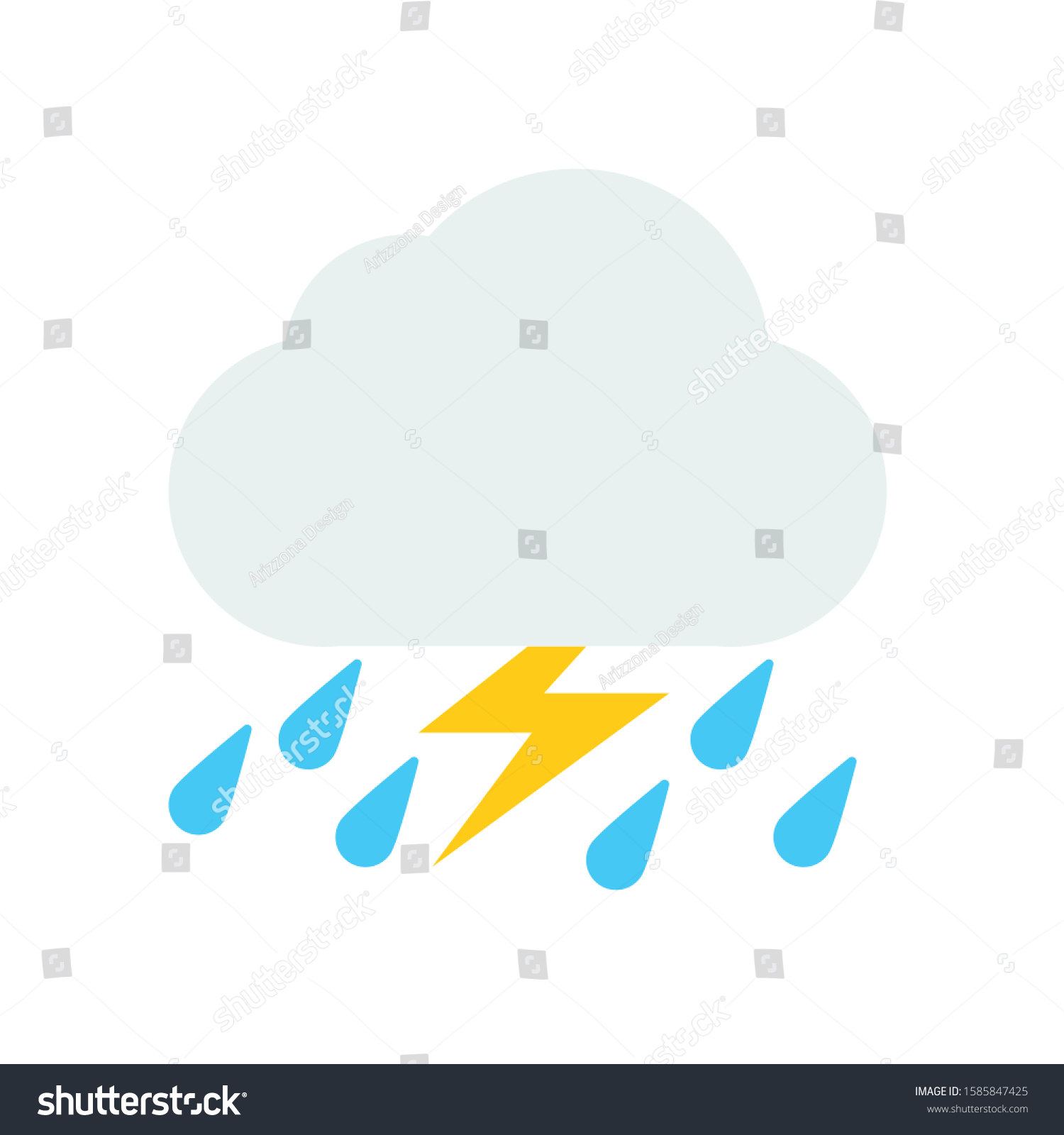 Cloud Thunder Storm Vector Emoji Illustration: vector de stock (libre ...