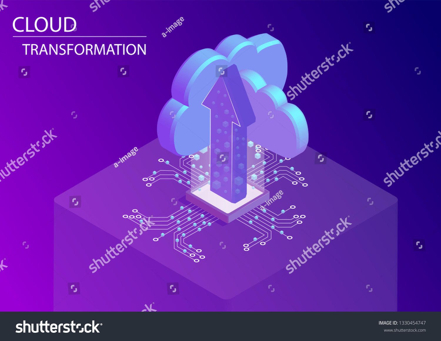 Cloud Transformation Digitisation Concept 3d Isometric Stock Vector ...
