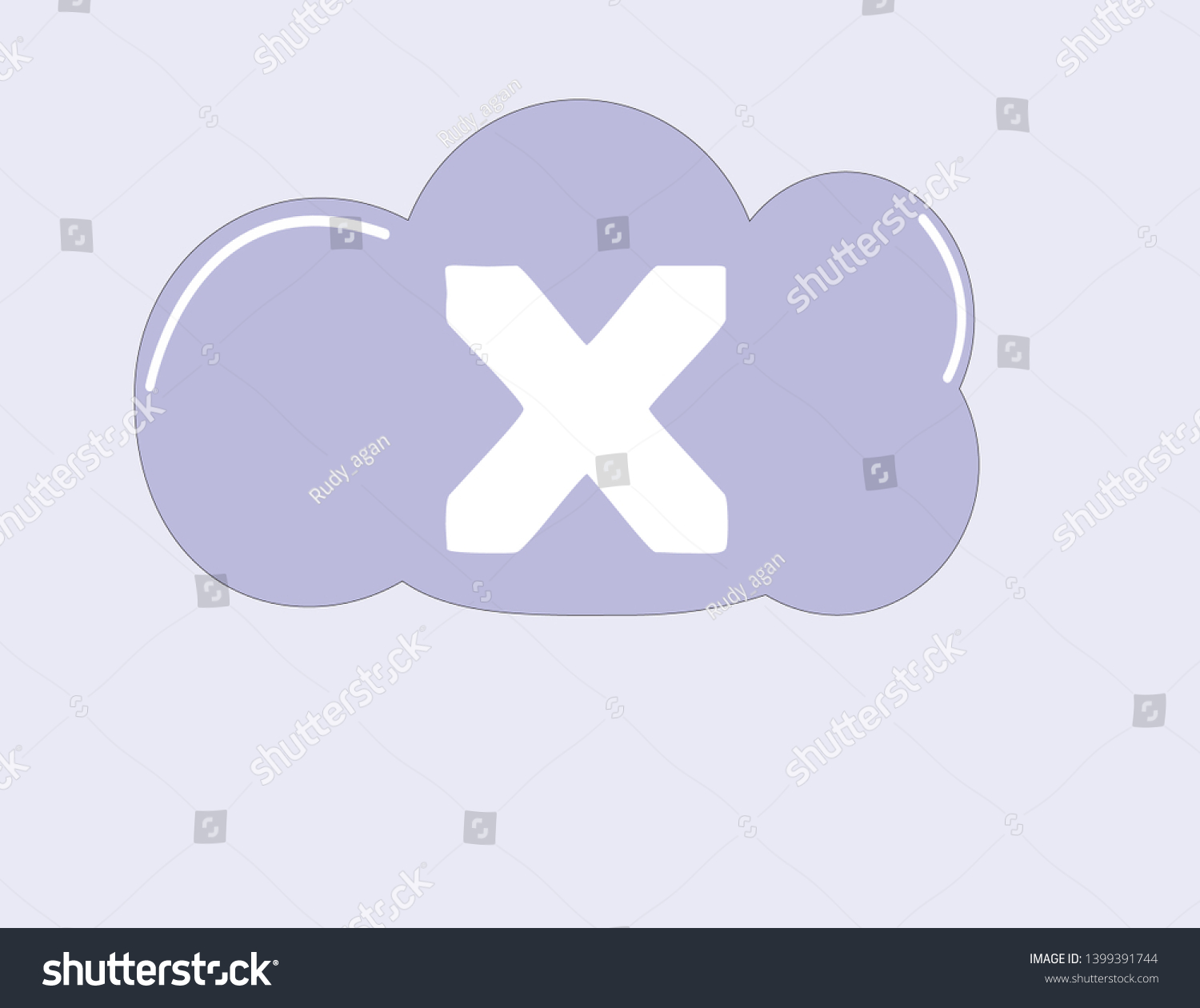 Cloud X Sign Vector Illustration Stock Vector (Royalty Free) 1399391744 ...