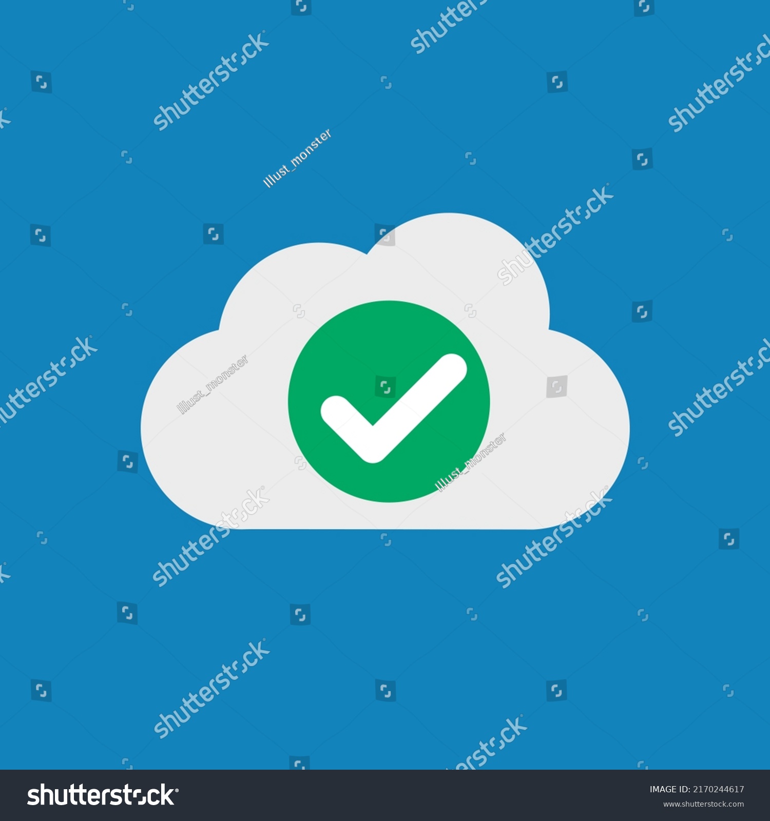 Clouds Check Mark Icon Upload Complete Stock Vector (Royalty Free ...