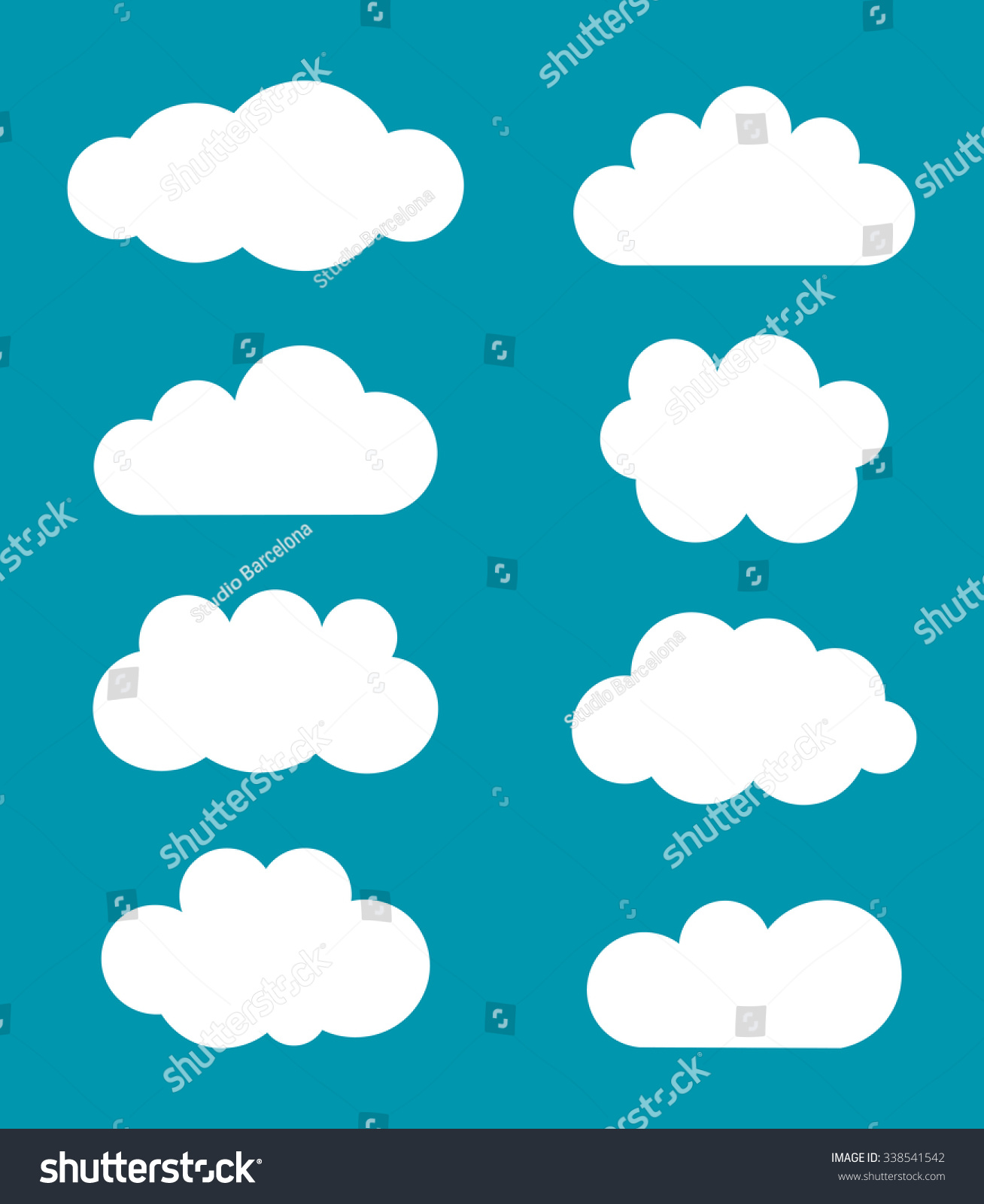 Clouds Shapes Collection. Vector Illustration - 338541542 : Shutterstock