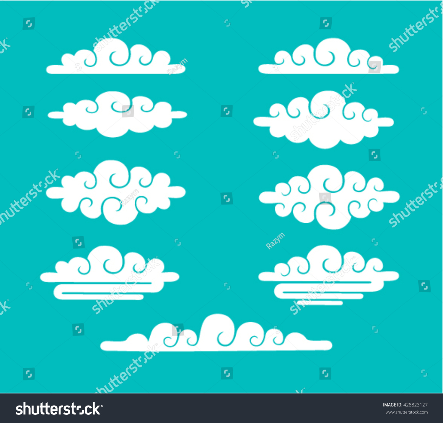 Clouds Sky Vector Illustration Cartoon Pattern Stock Vector (Royalty ...