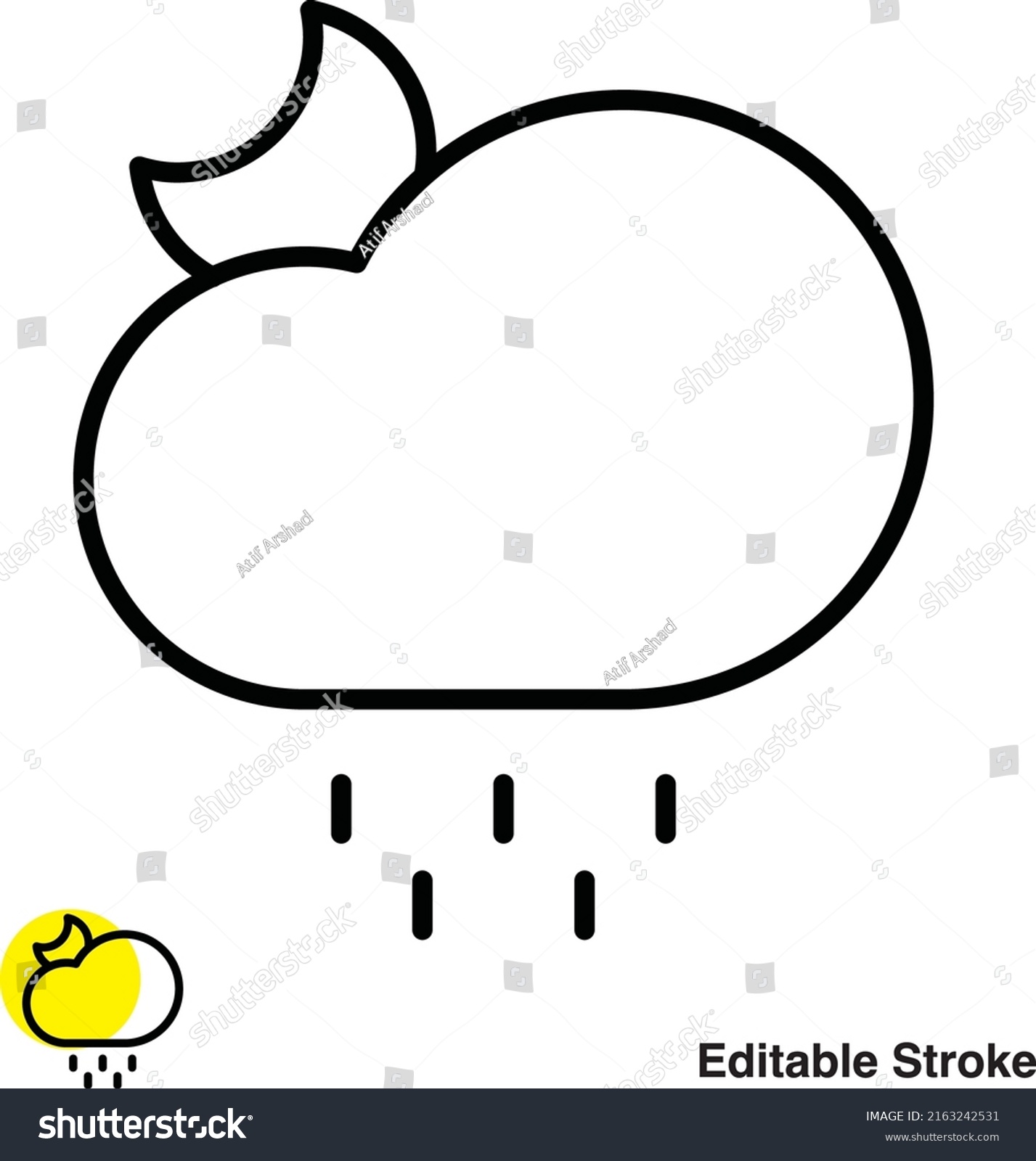 Cloudy Moon Vector Line Icon Stock Vector (Royalty Free) 2163242531 ...