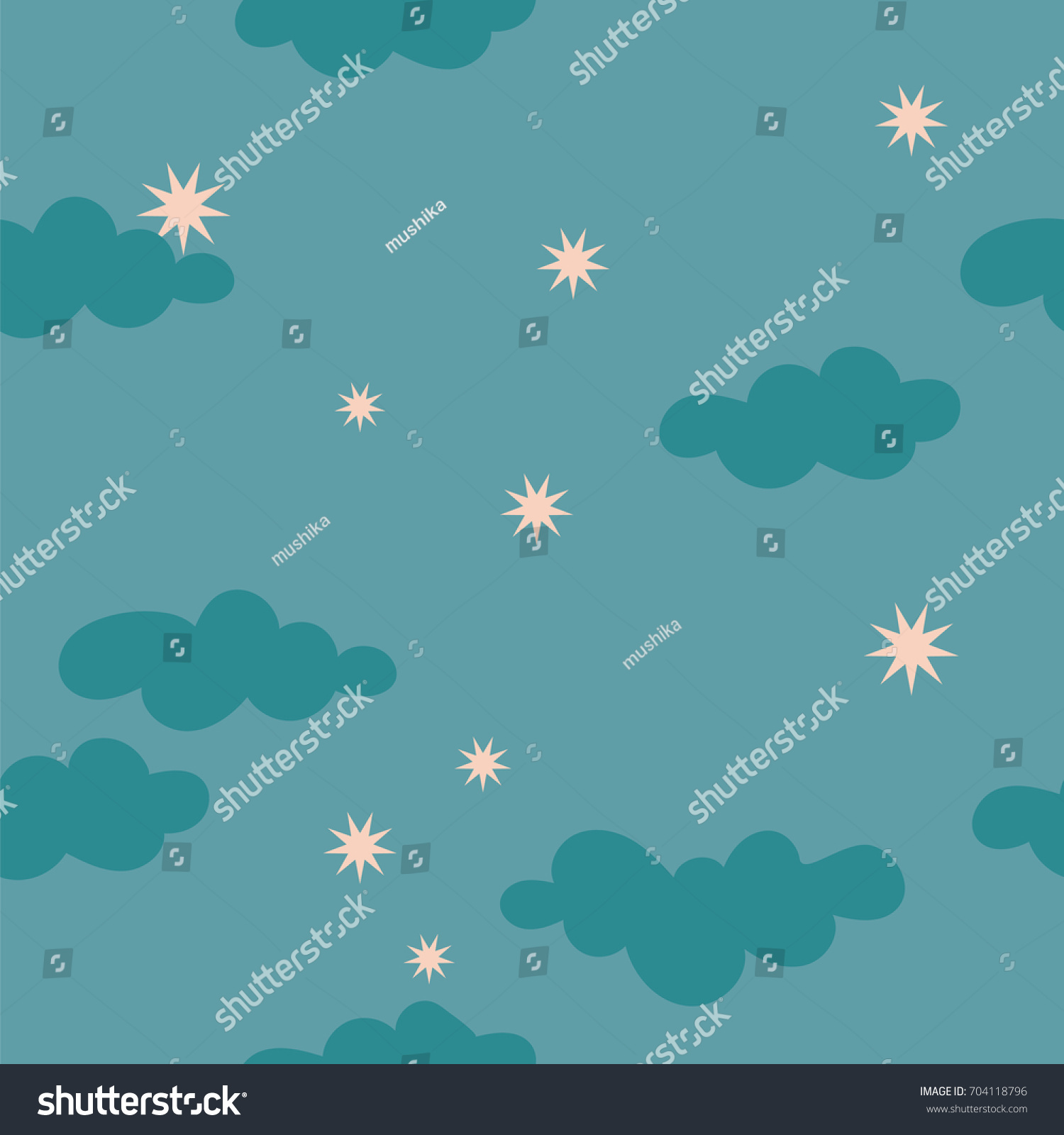 Cloudy Starry Night Sky Seamless Pattern Stock Vector (Royalty Free ...