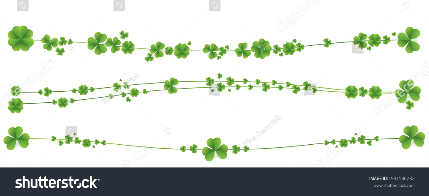 Clover Border Divider Line Patrick Day Stock Vector (Royalty Free ...