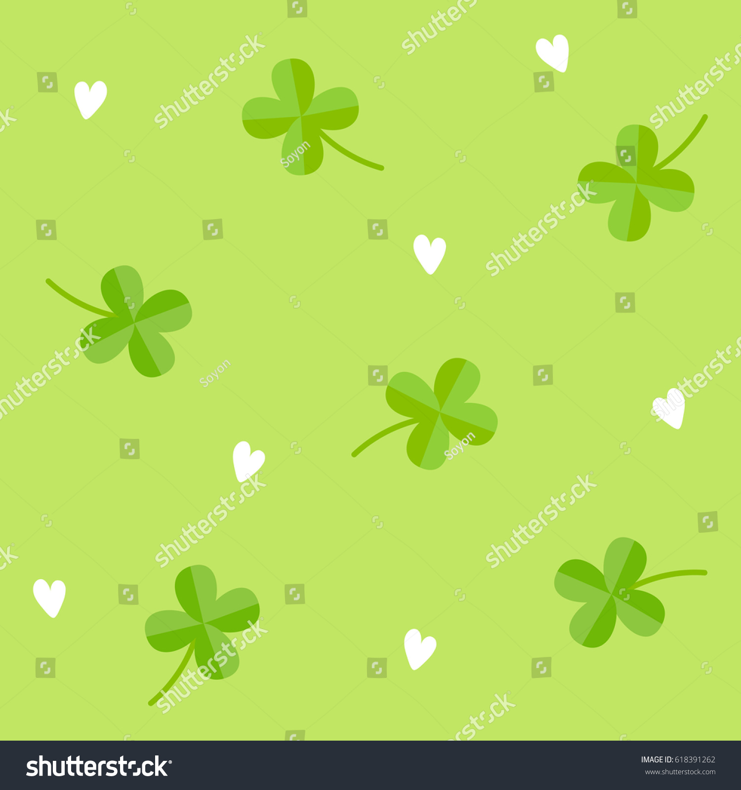 Clover Pattern Green Background Stock Vector (Royalty Free) 618391262