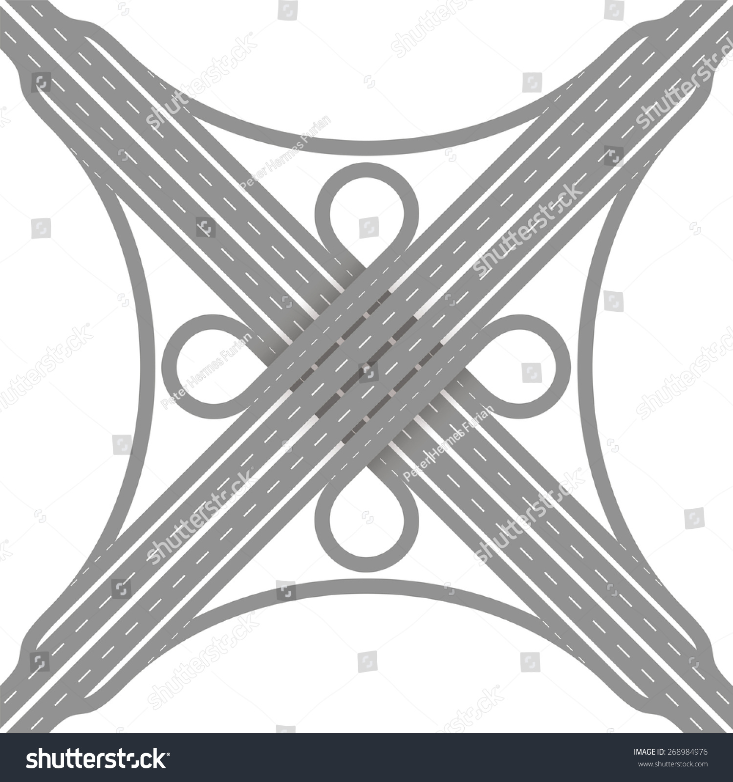 Cloverleaf Interchange Two Level Four Way 库存矢量图（免版税）268984976 ...