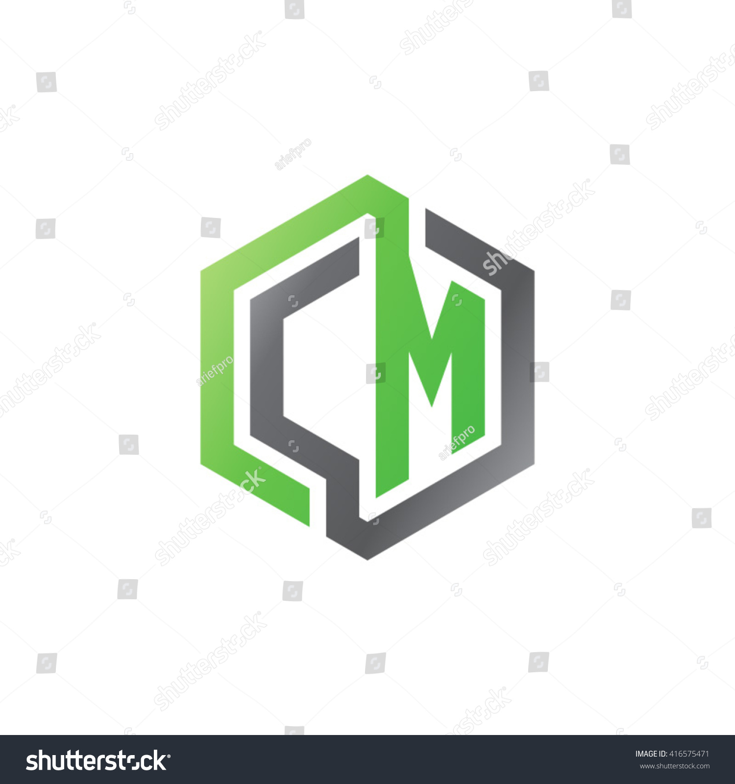 Cm Initial Letters Loop Linked Hexagon Stock Vector (Royalty Free ...