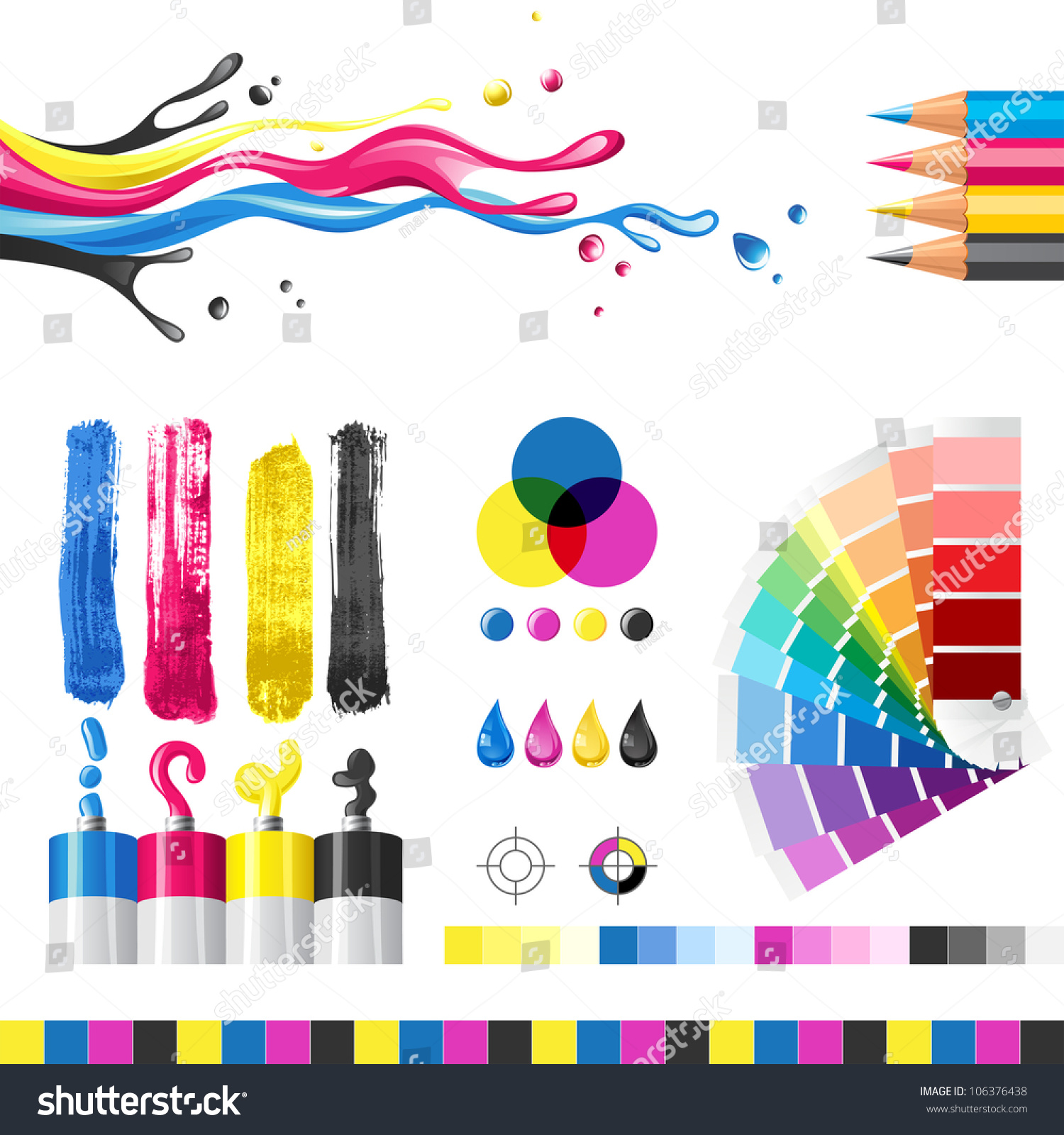 Cmyk Color Mode Design Elements Stock Vector (Royalty Free) 106376438 ...